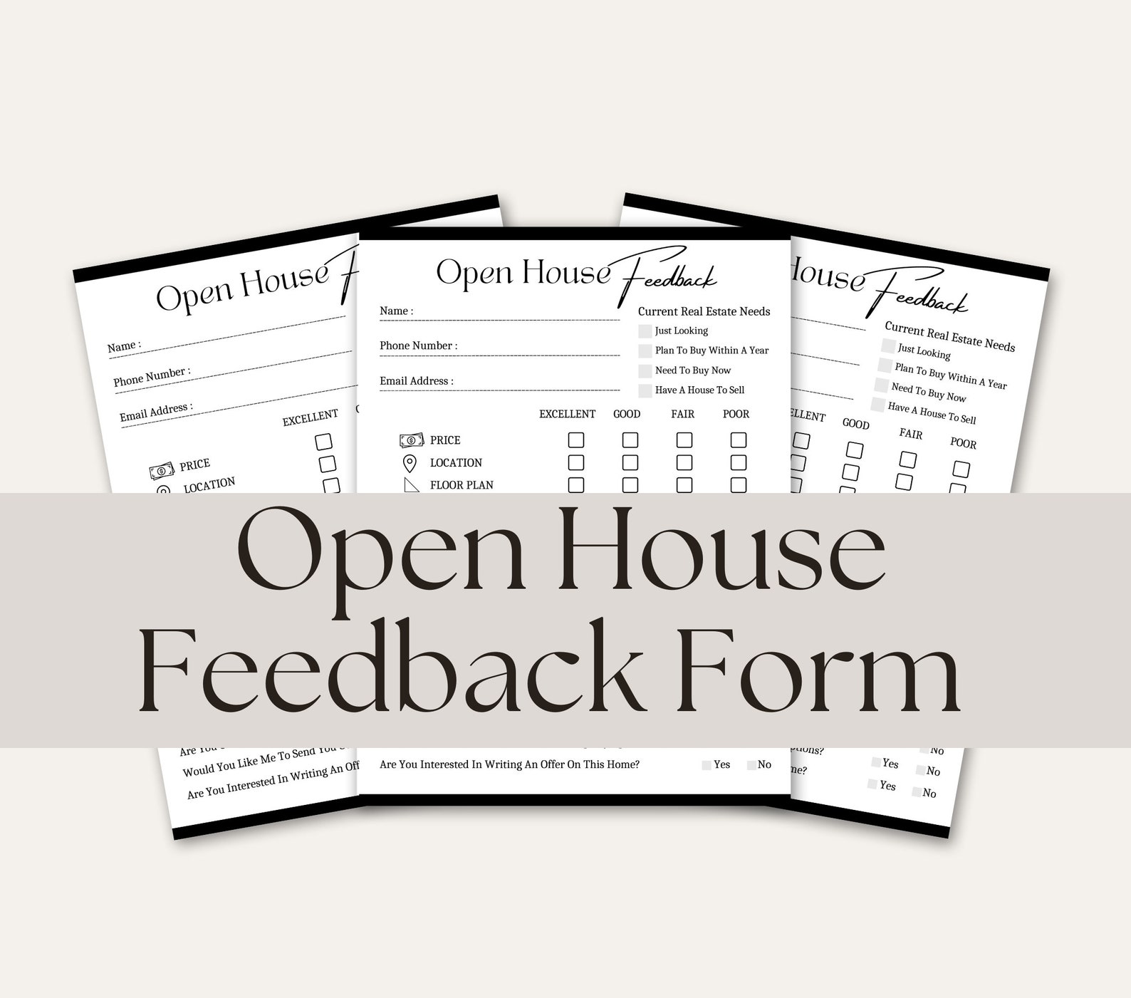 Open House Feedback Form, Pdfs | Real Estate Marketing, Agent Printable ...