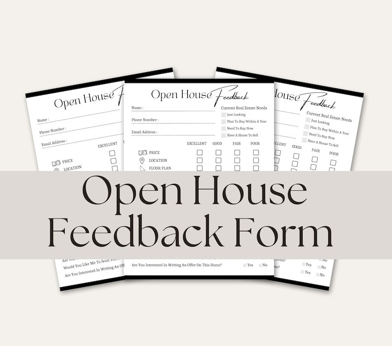 Open House Feedback Form, Pdfs | Real Estate Marketing, Agent Printable ...