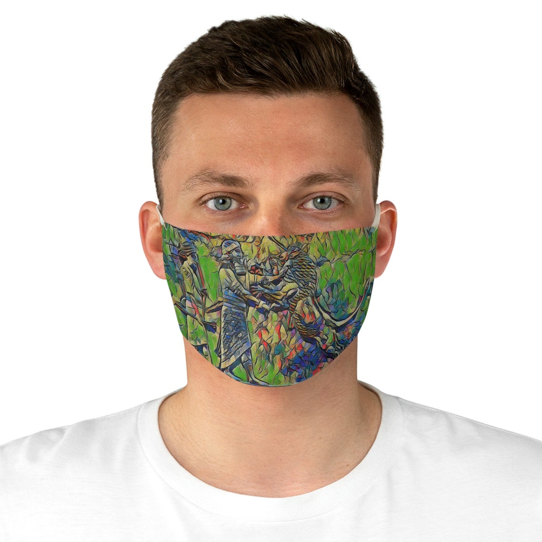 Lion Hunt Reusable Face Mask, Mask, Lion Hunt, Assyrian Lion Hunt ...