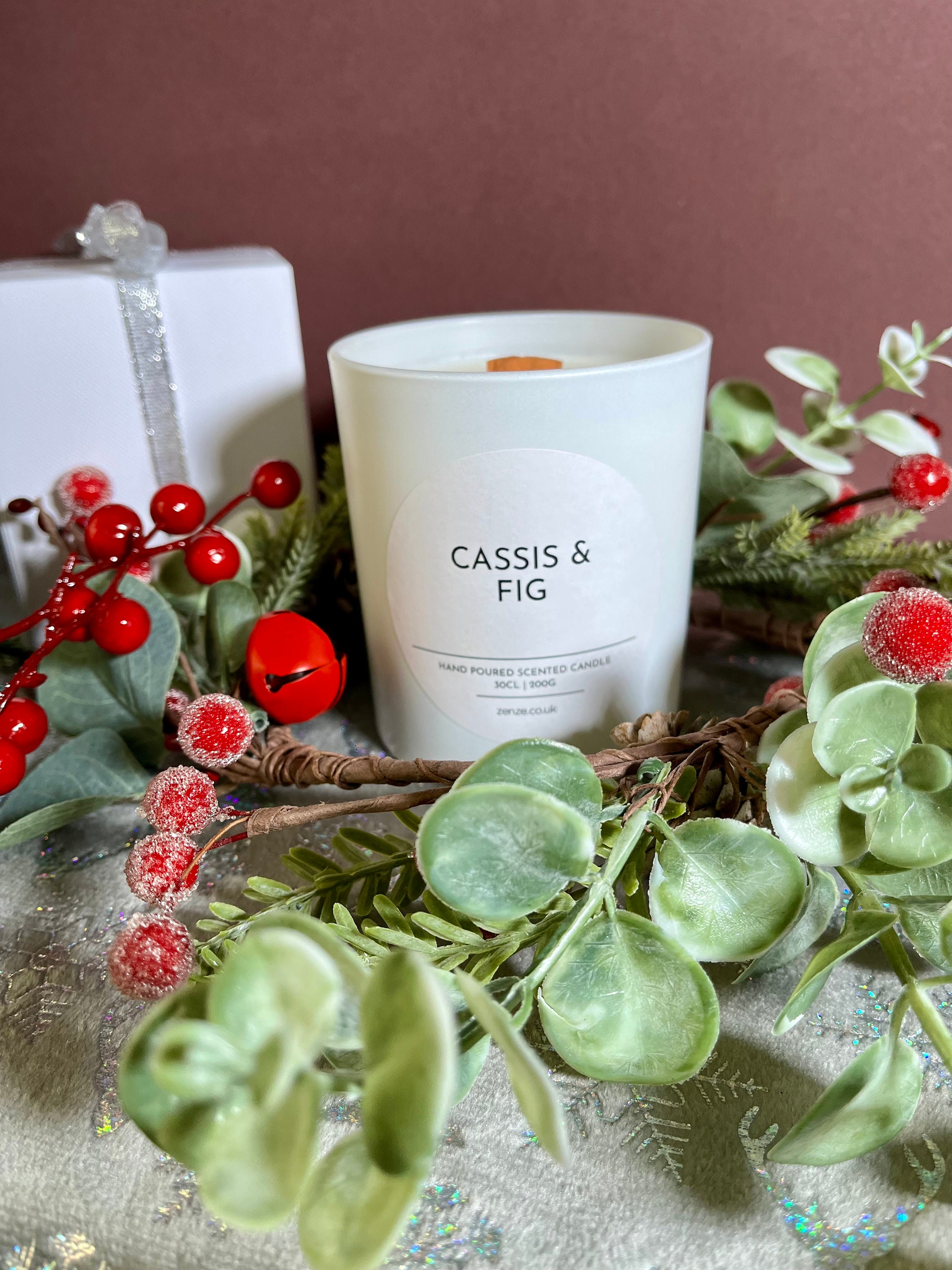 Scented Candle Wooden Crackle Wick Cassis & Fig Fragrance. - Etsy UK