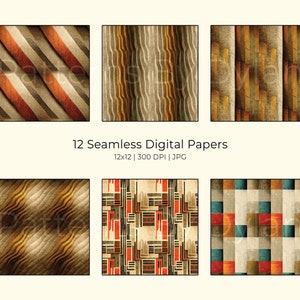 MID CENTURY MODERN Digital Paper, Chic Abstract Art Patterns Set, Home ...