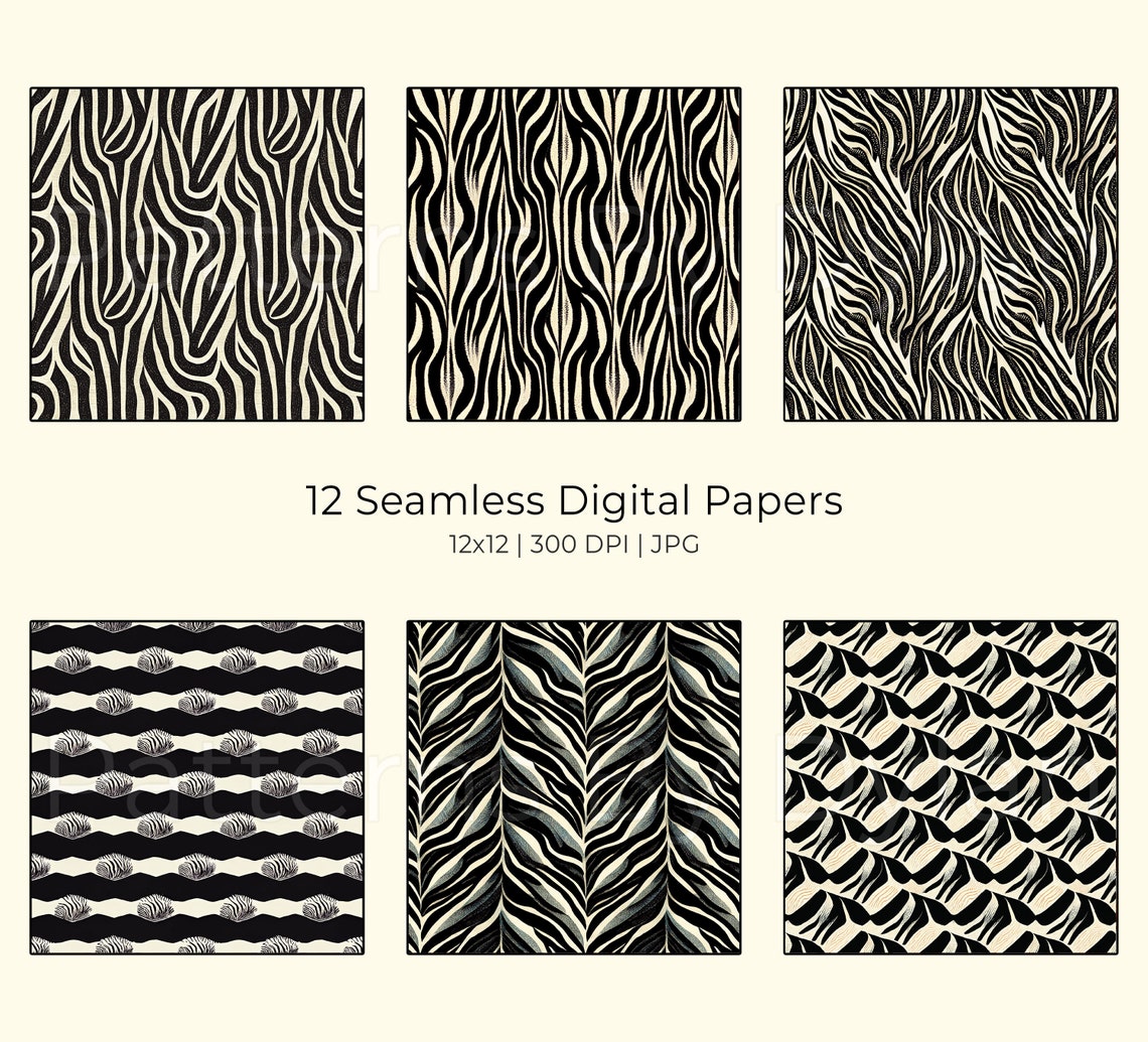 ZEBRA PRINT PATTERNS Digital Paper Pack African Safari - Etsy