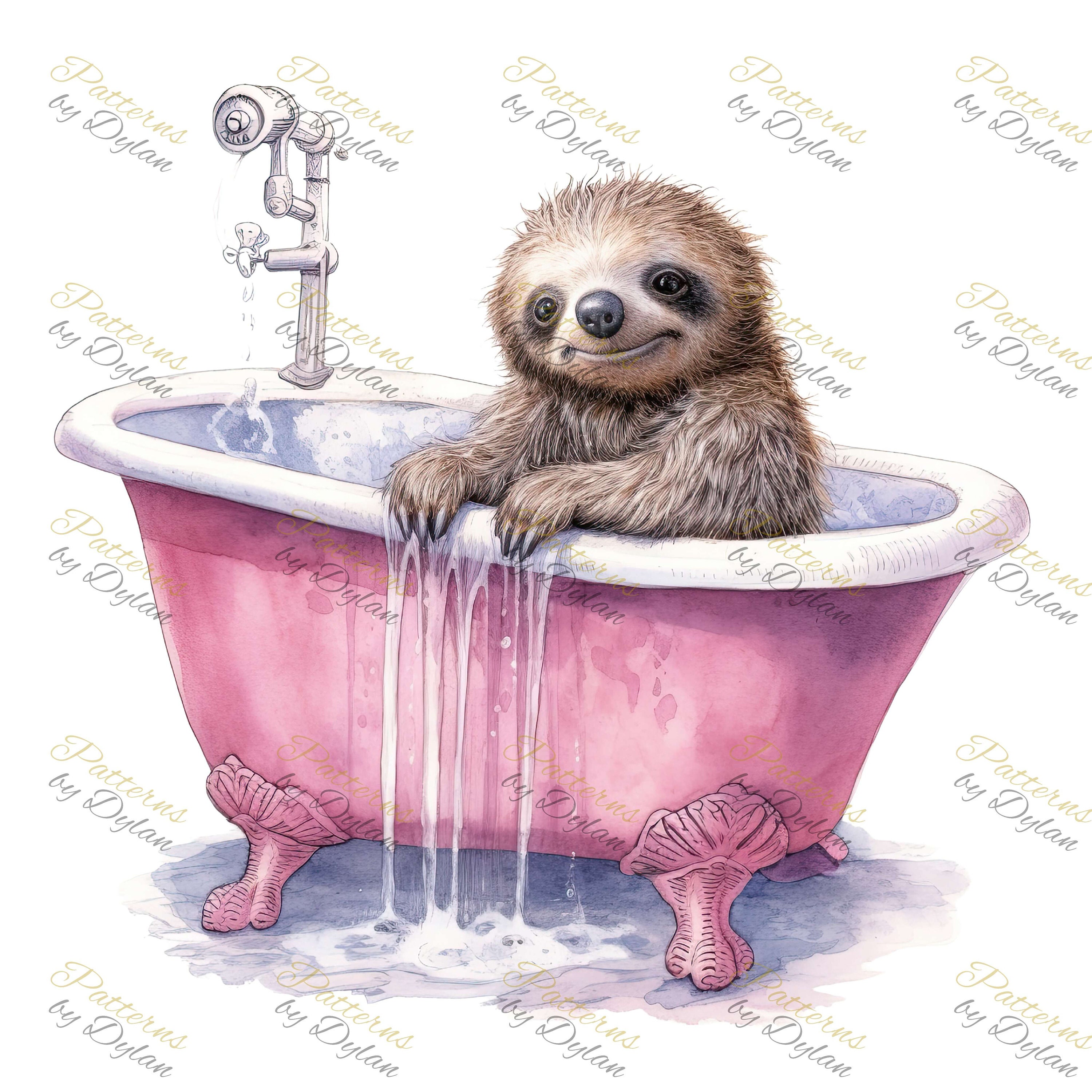 Cute Sloths in Bath Tubs Hand Drawn Illustrations Bundle Set - Etsy