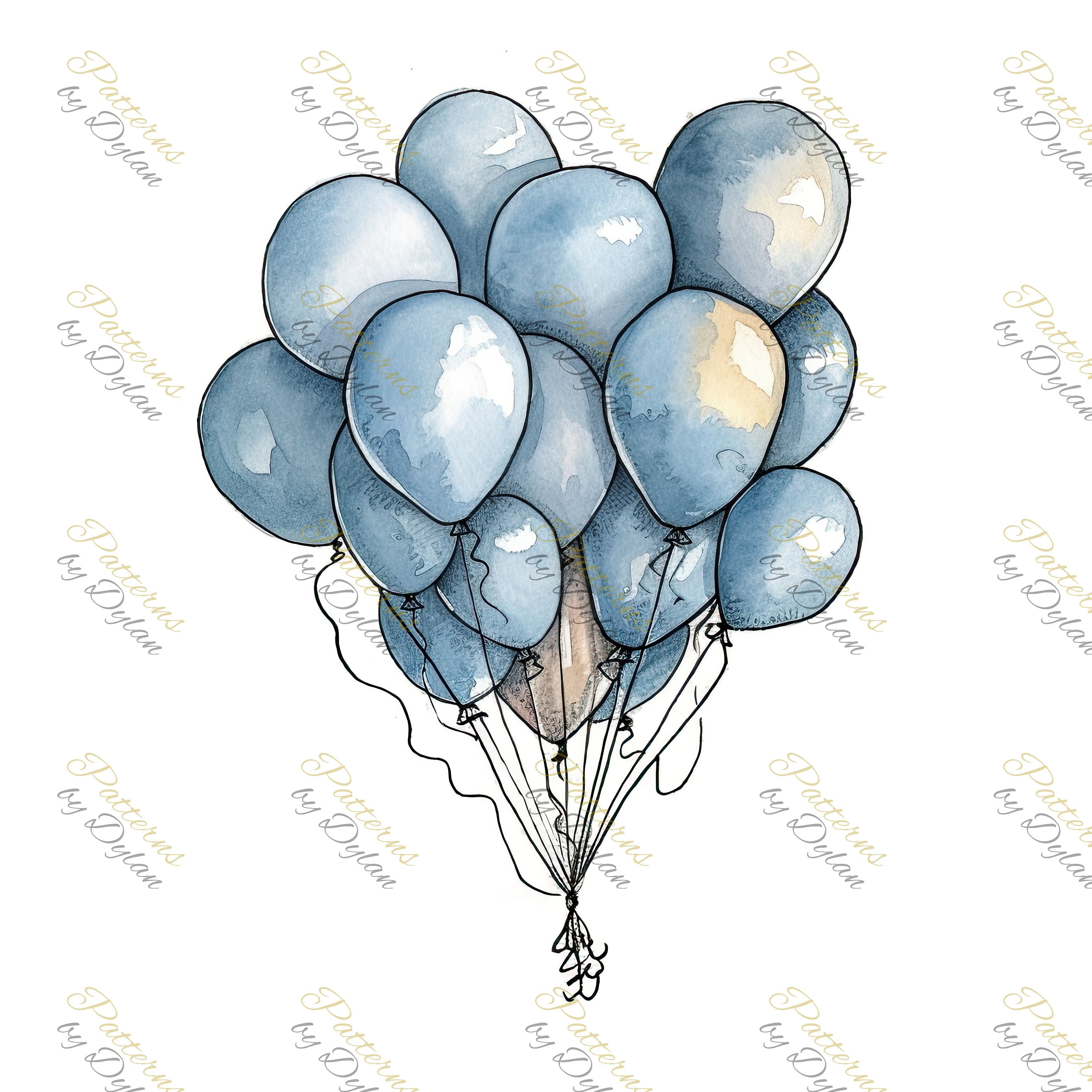 Baby Blue Balloons Clip Art Set of 12, for Gender Reveal, It's a Boy ...