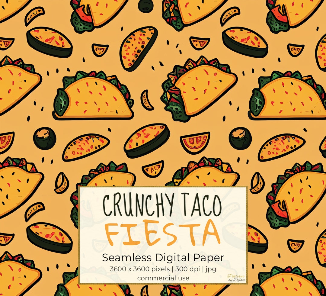 CRUNCHY TACO FIESTA, Colorful Tacos, Seamless Repeat Pattern for ...