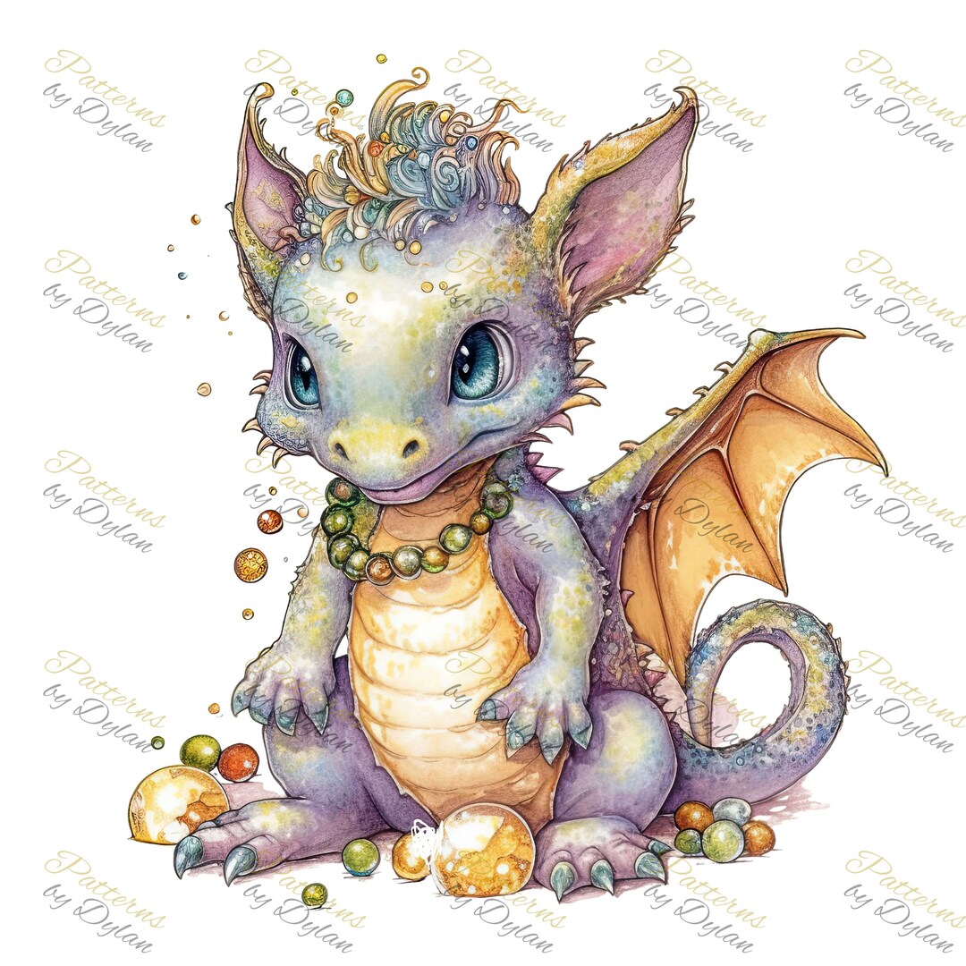 Colorful Cute Baby Dragons Clip Art Set of 10, Fantasy Mystical ...