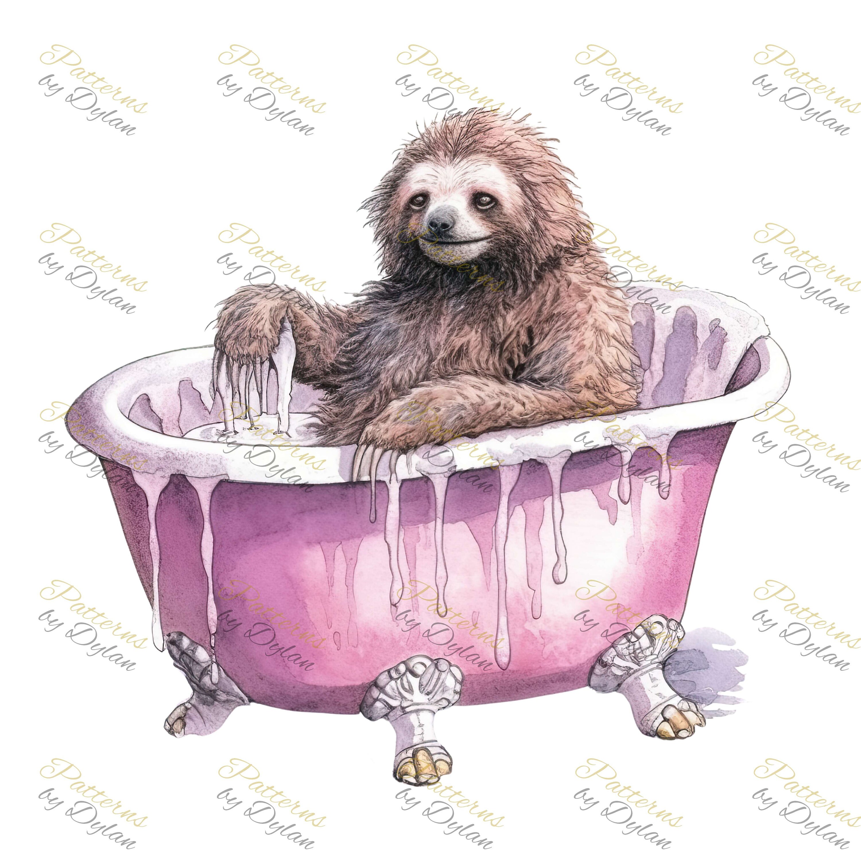 Cute Sloths in Bath Tubs Hand Drawn Illustrations Bundle Set - Etsy