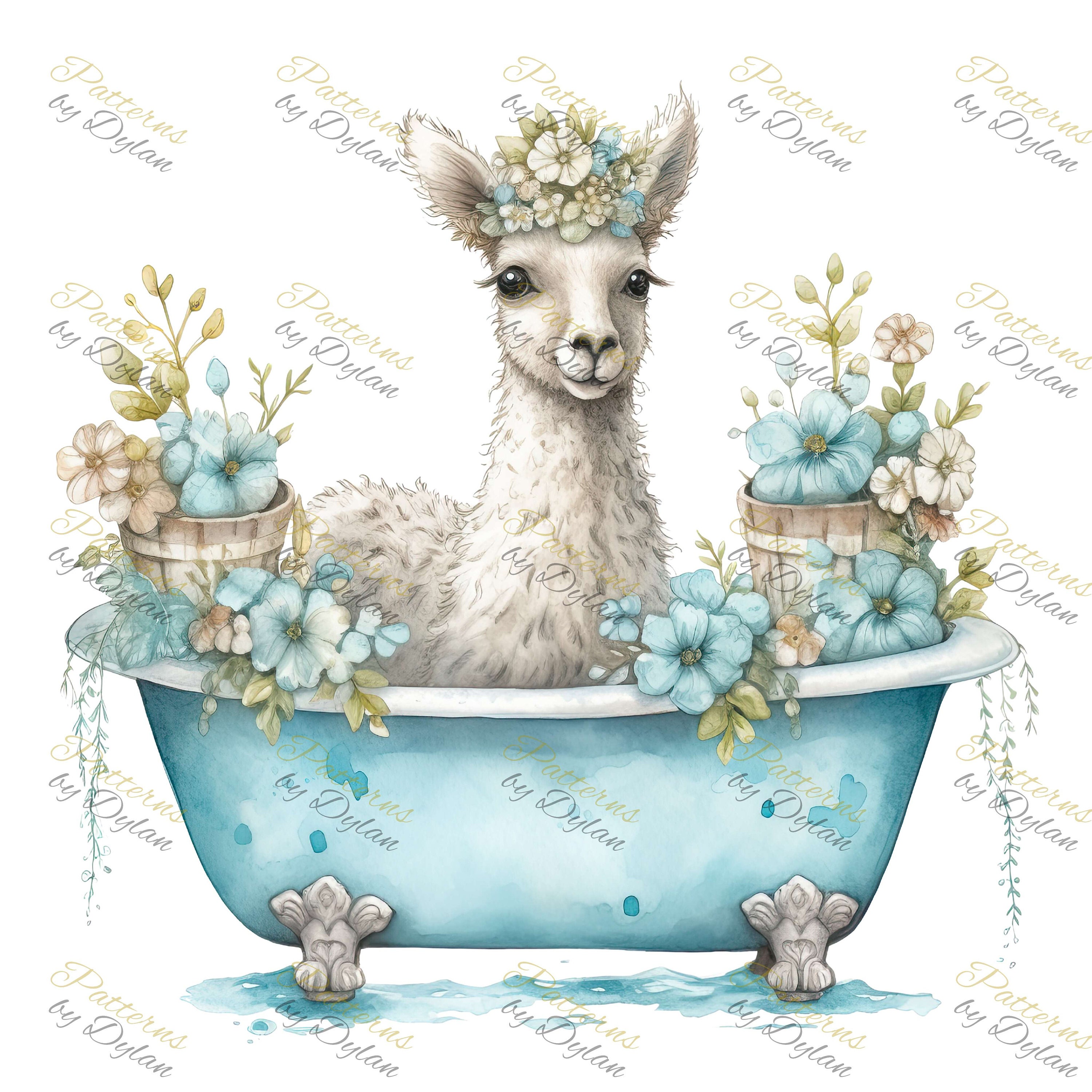 Cute Llamas in Bath Tubs Hand Drawn Illustrations Bundle Set - Etsy