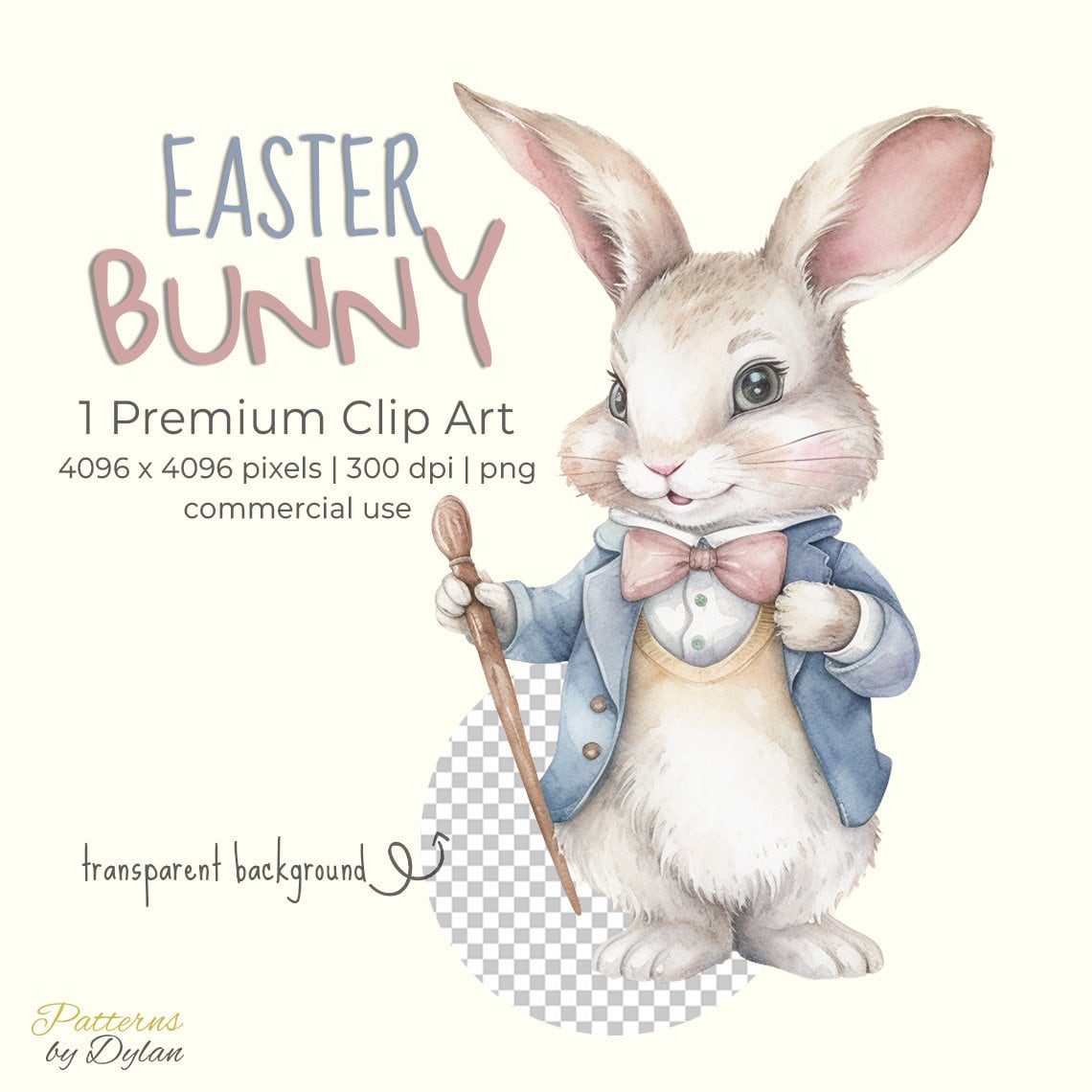 Easter Bunny Premium Clip Art, Cute Baby Rabbit, Nursery Decor, Baby ...