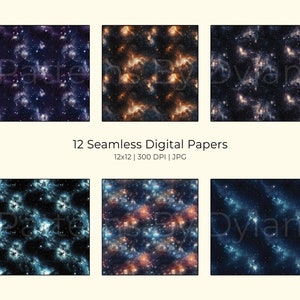 GALAXY WATERCOLOR Digital Paper, Colorful Galactic Art Seamless ...