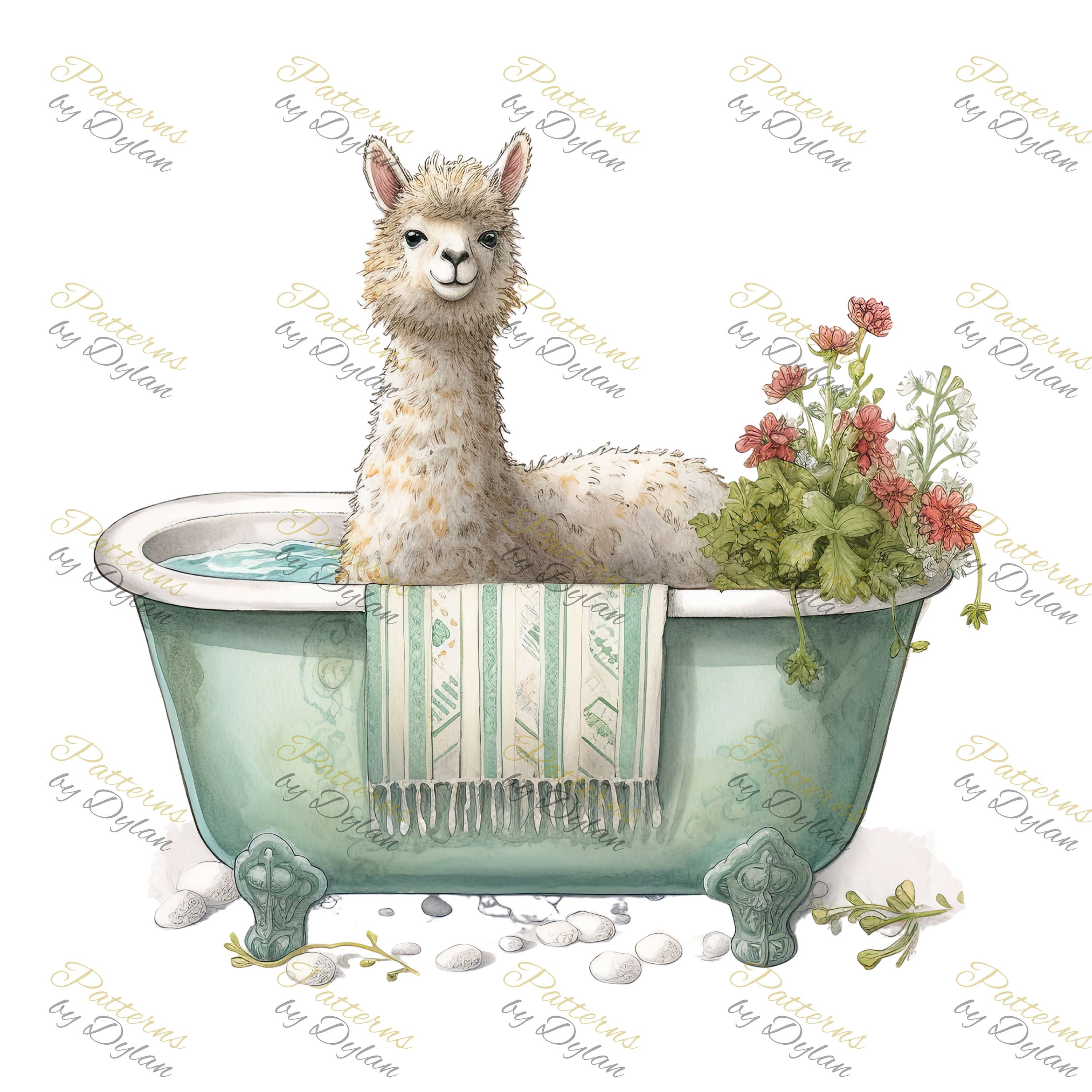 Cute Llamas in Bath Tubs Hand Drawn Illustrations Bundle Set - Etsy