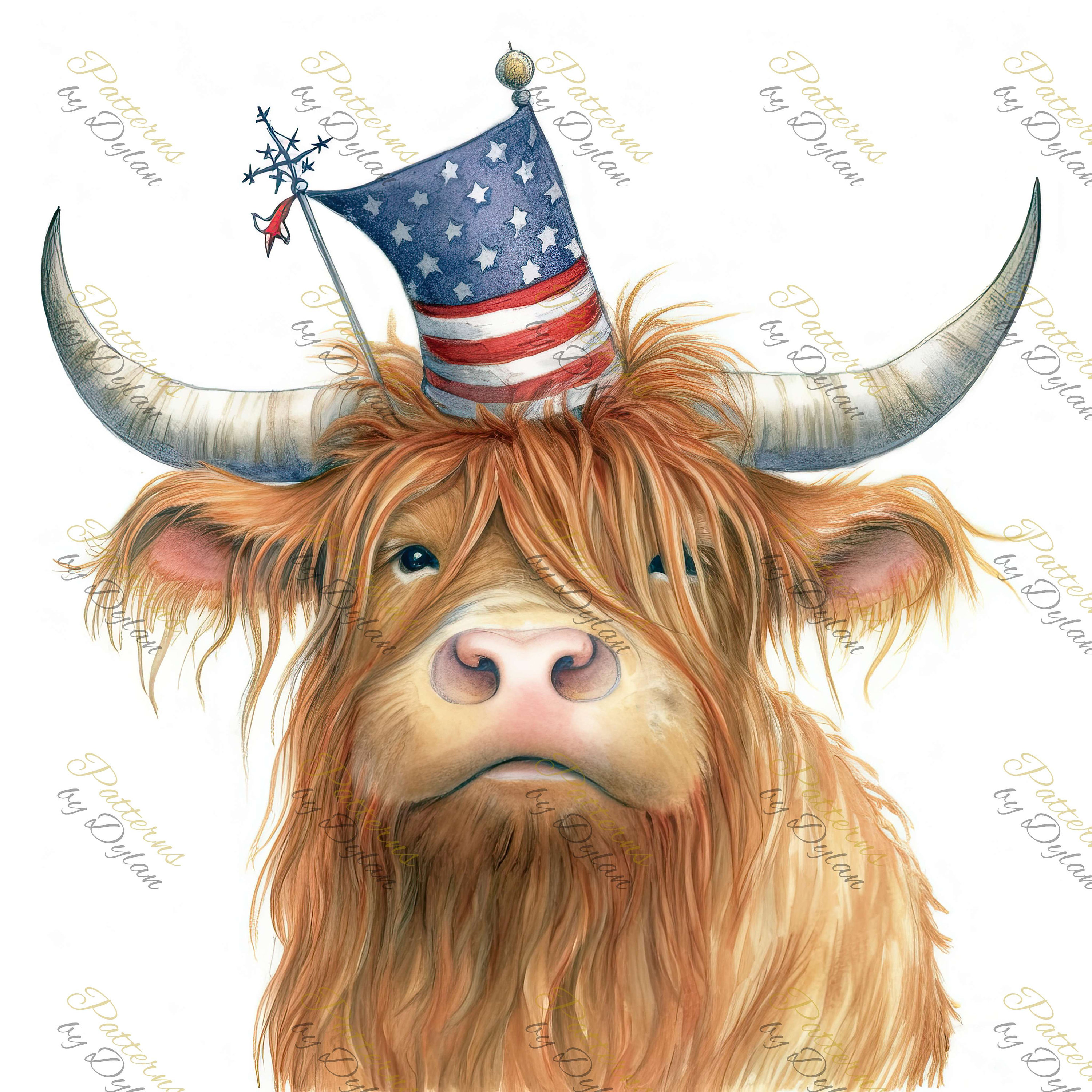 4th of July Highland Cows Clip Art Set of 11 Hand Drawn Farm - Etsy