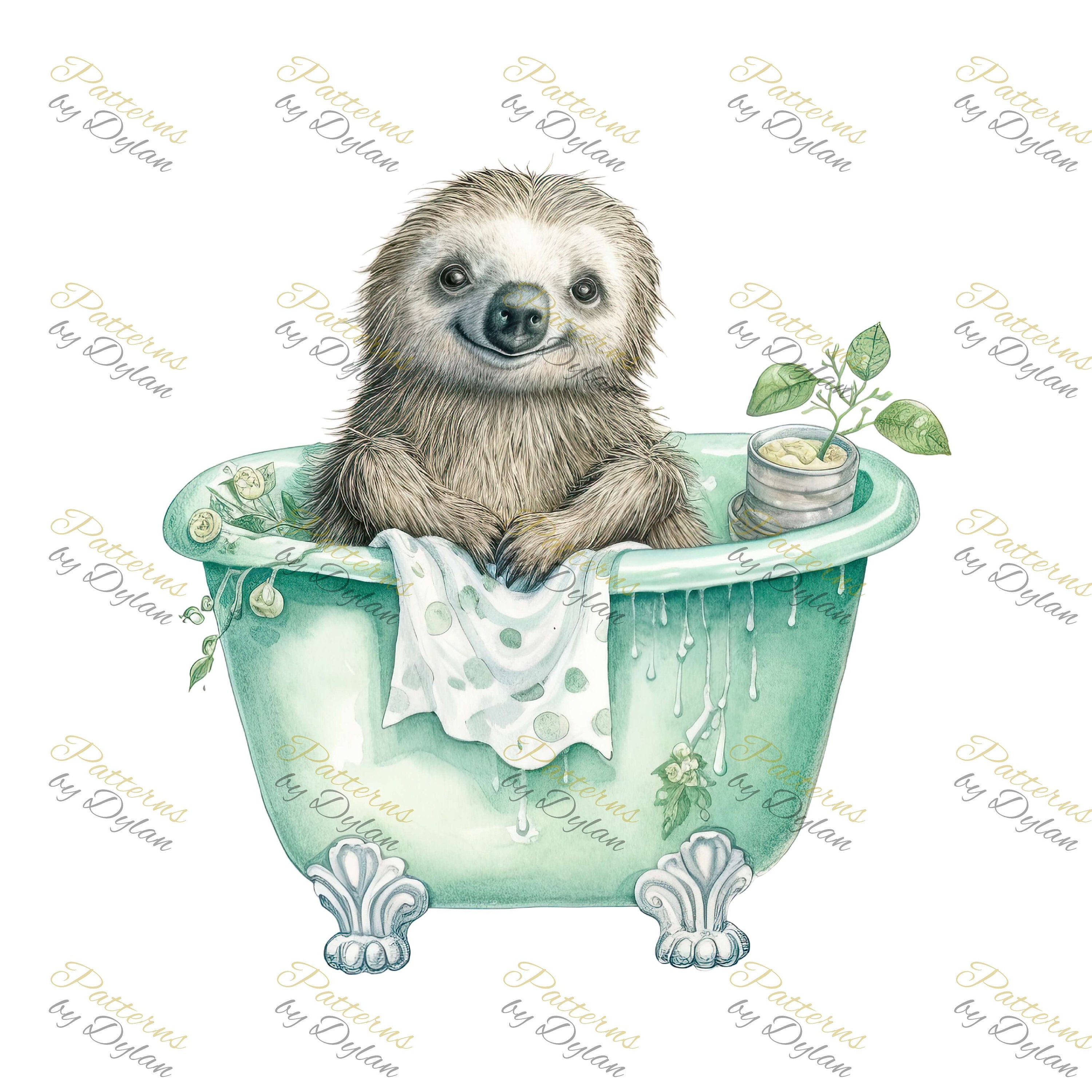Cute Sloths in Bath Tubs Hand Drawn Illustrations Bundle Set - Etsy