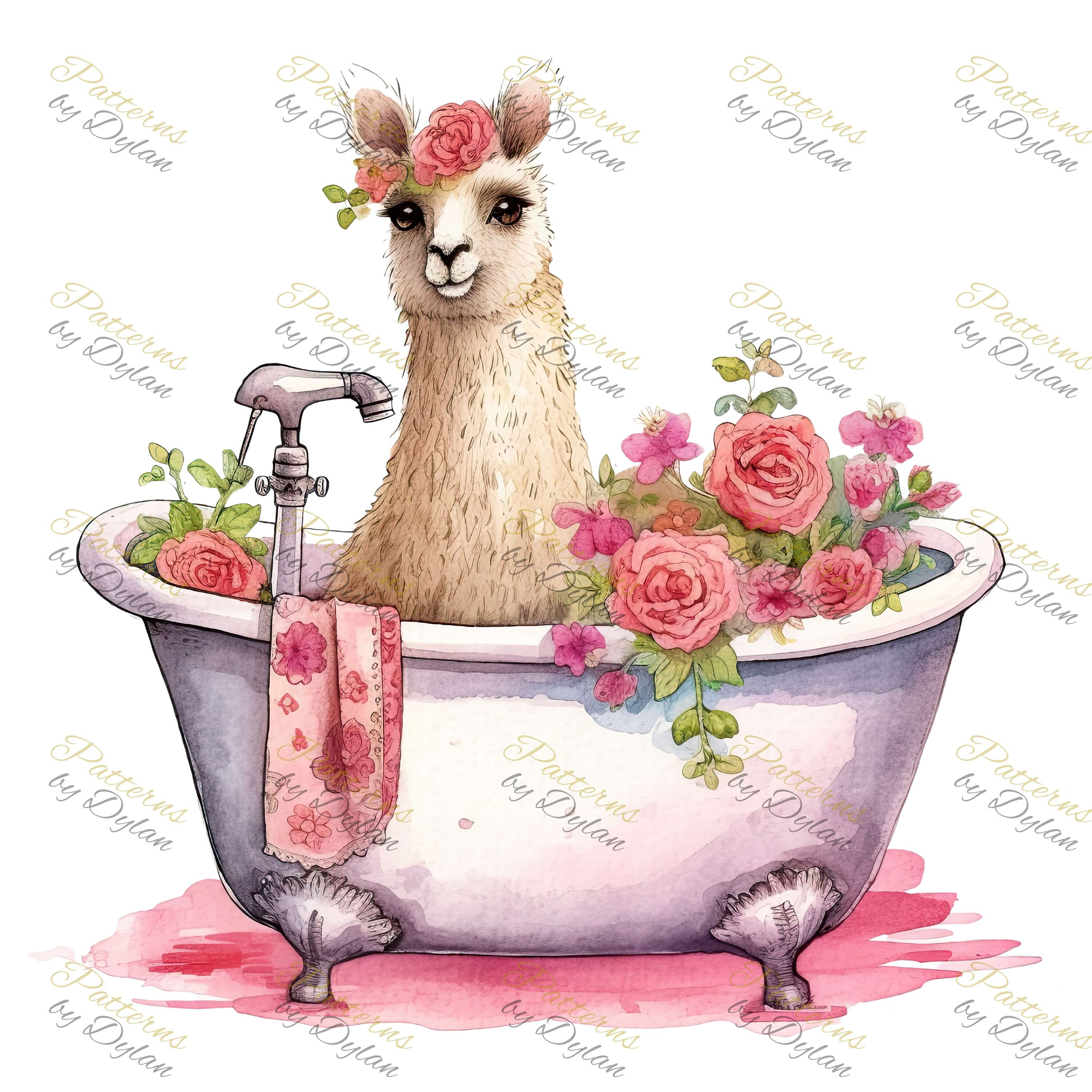 Cute Llamas in Bath Tubs Hand Drawn Illustrations Bundle Set - Etsy