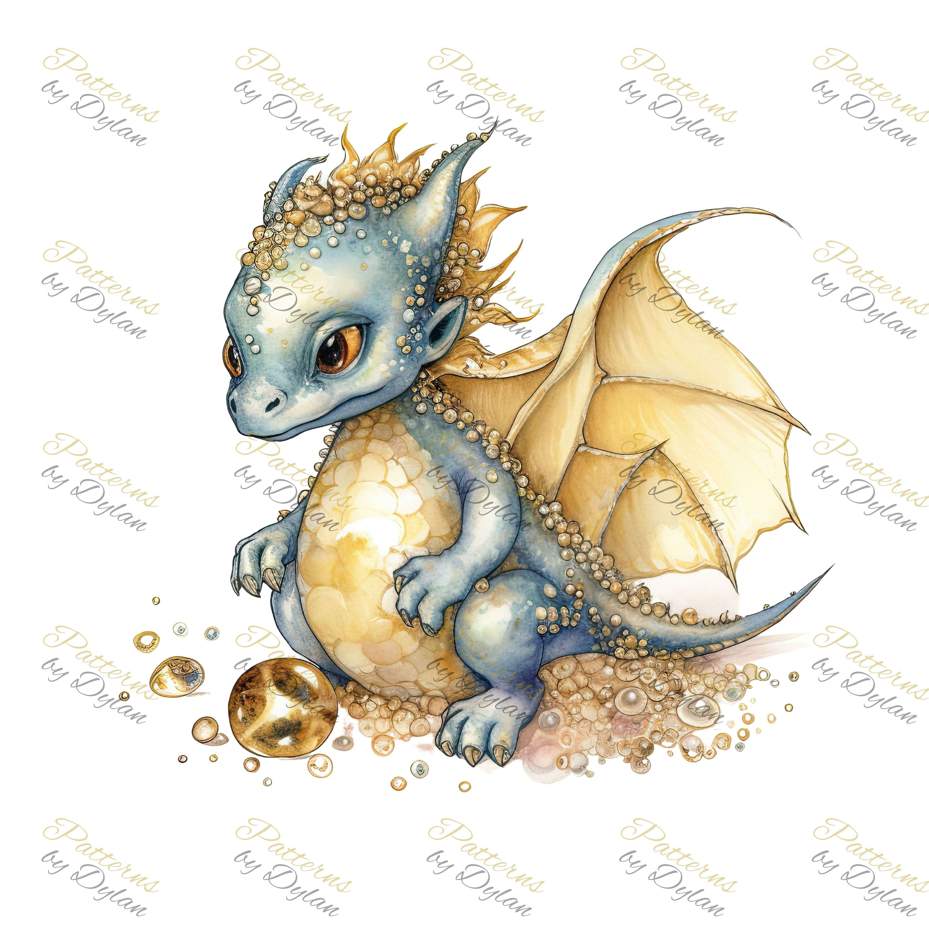 Colorful Cute Baby Dragons Clip Art Set of 10, Fantasy Mystical ...