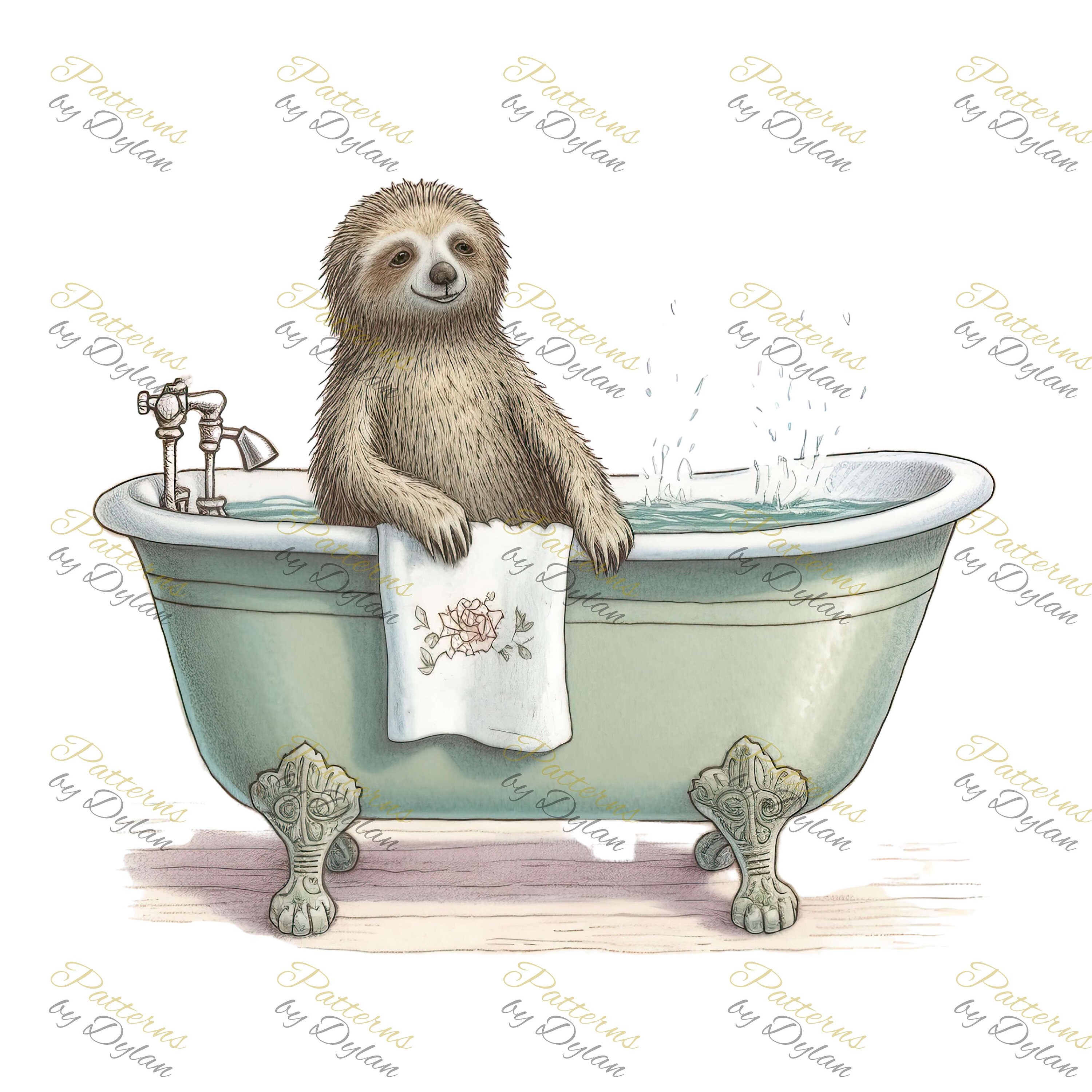 Cute Sloths in Bath Tubs Hand Drawn Illustrations Bundle Set - Etsy