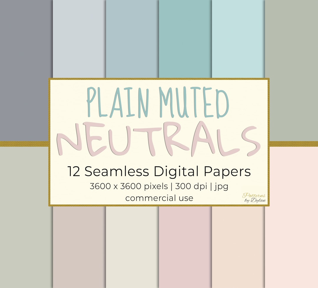 PLAIN MUTED NEUTRALS Digital Paper Pack, Pastel Seamless Patterns Set ...