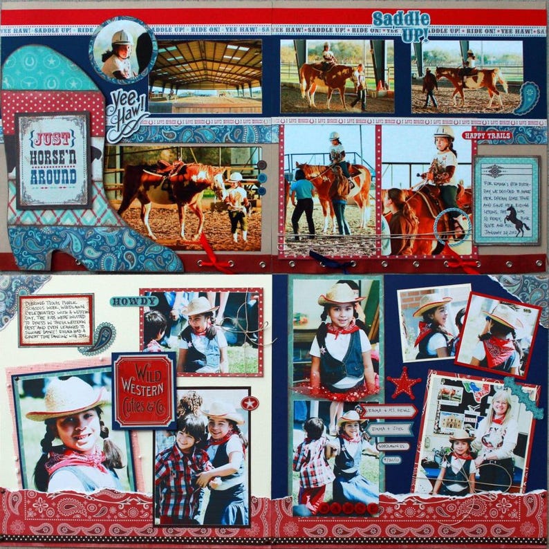 Wild West Blue Scrapbook Page Kits - Etsy