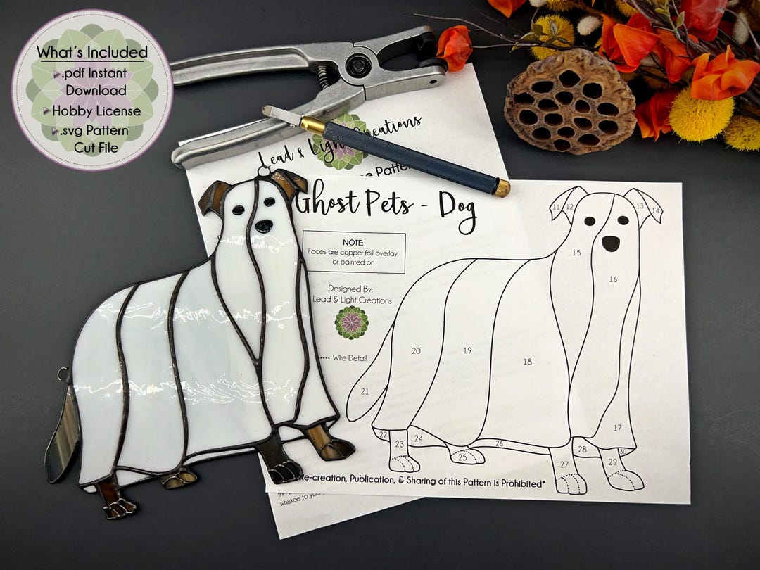 Ghost Pets - Dog, Stained Glass Pattern +.svg Cut File - Hobby License ...