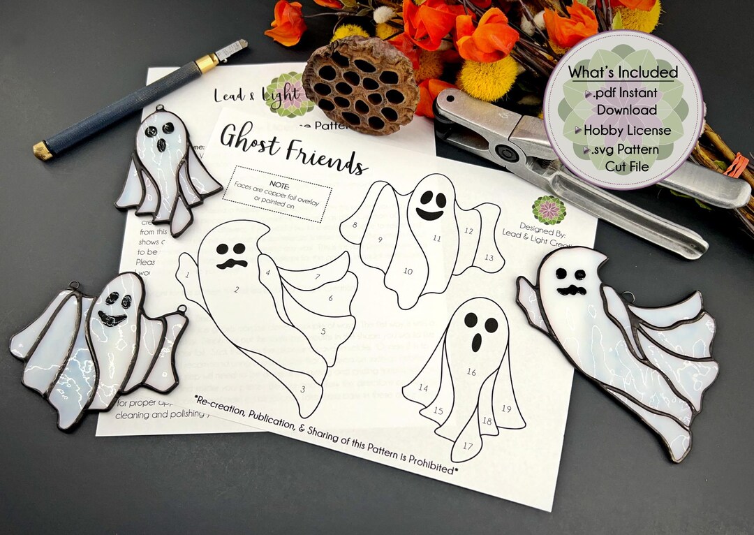 Ghost Friends, Stained Glass Pattern +.svg Cut File - Hobby License - Etsy