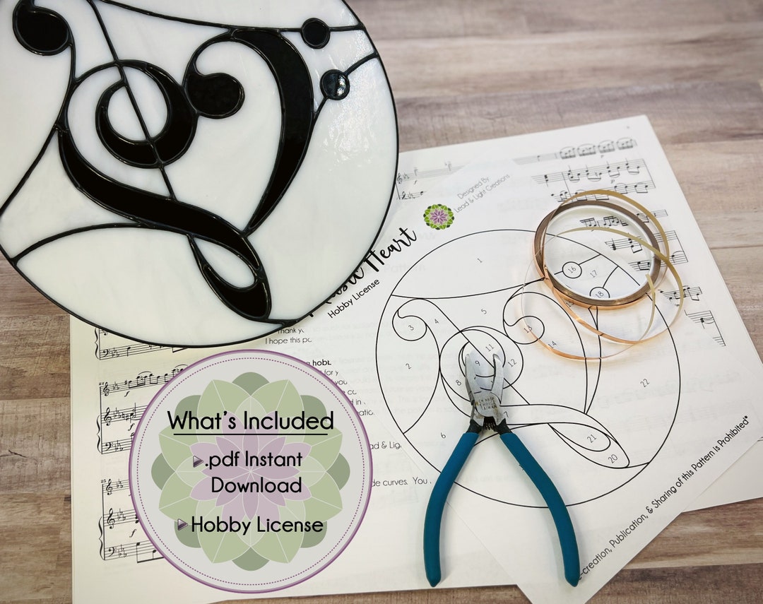 Music Heart - Stained Glass Pattern - Hobby License - Etsy