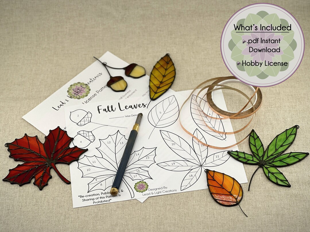 Fall Leaves, Stained Glass Pattern - Hobby License - Etsy