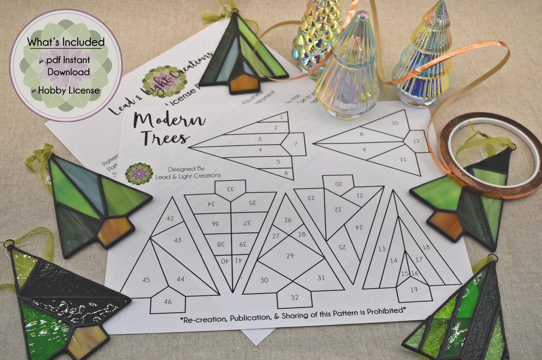 Modern Trees - Ornaments, Stained Glass Pattern - Hobby License - Etsy