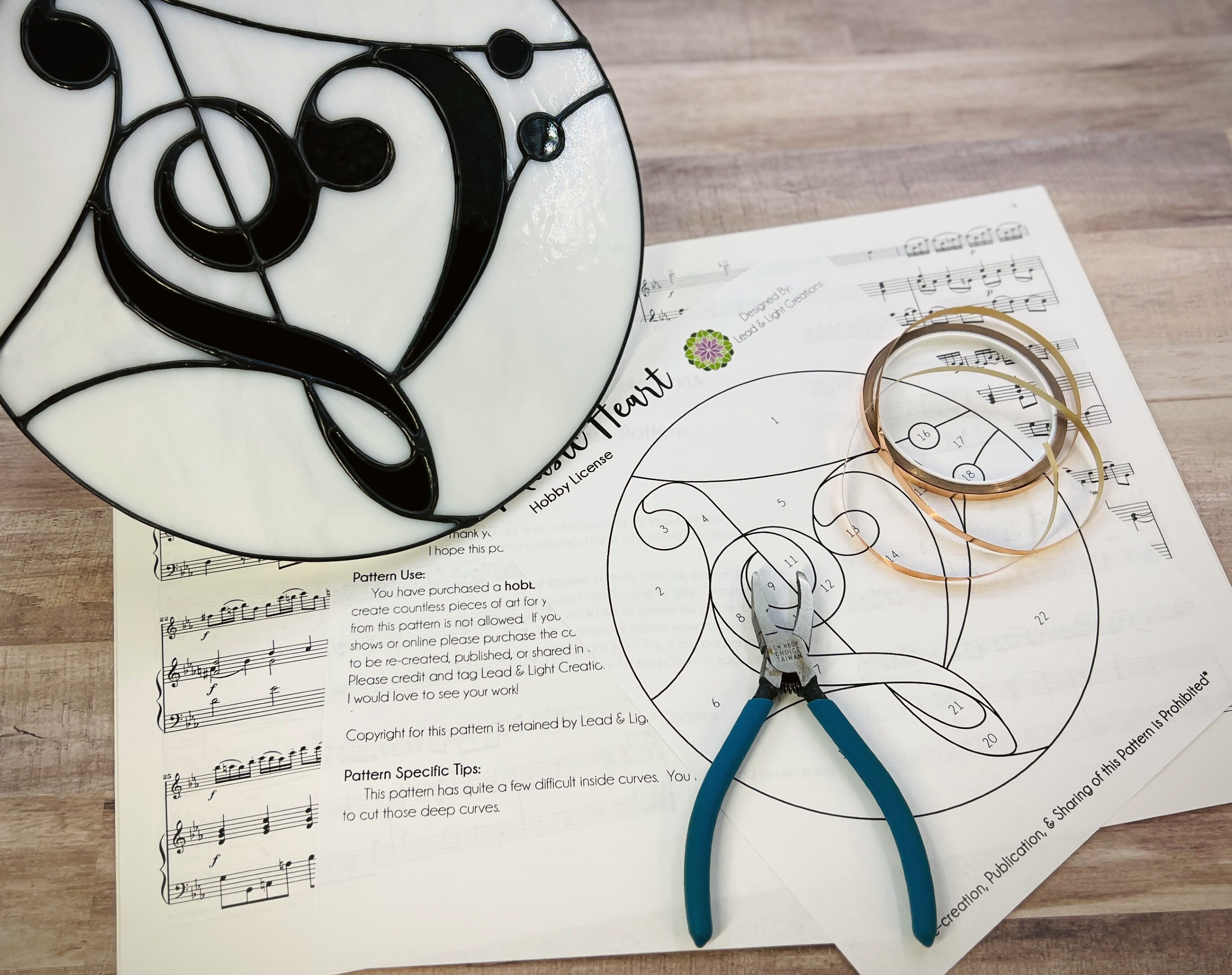 Music Heart - Stained Glass Pattern - Hobby License - Etsy