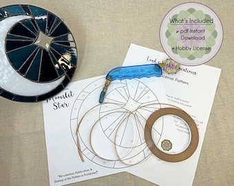 Crescent Moon Star Stained Glass Pattern, Digital Download, Stained Glass Patterns Pdf, Hobby ...