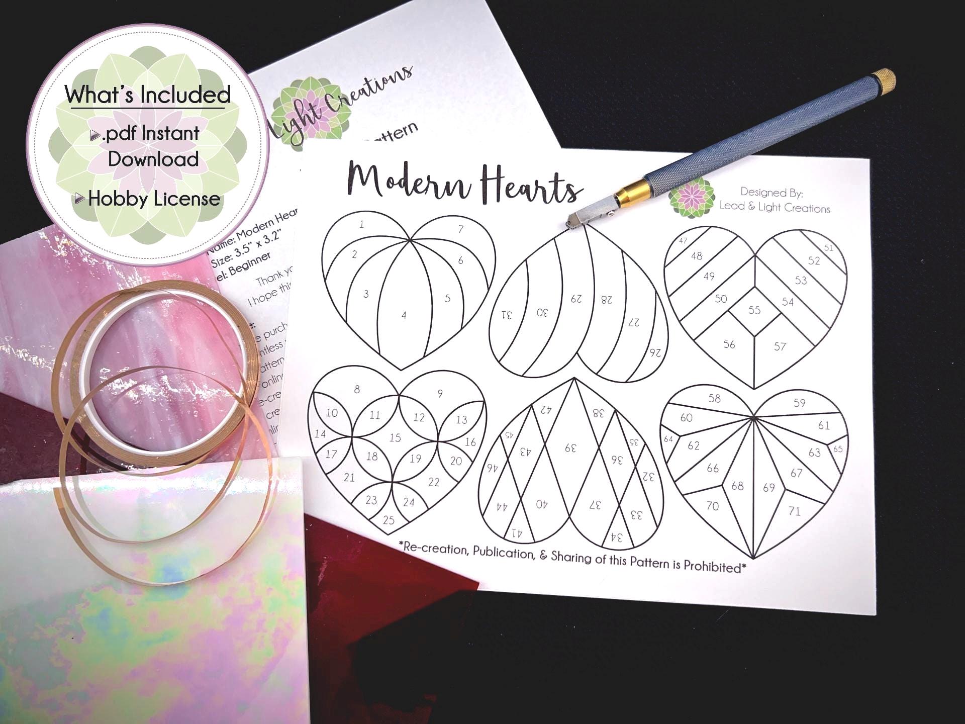 Modern Hearts, Stained Glass Pattern - Hobby License - Etsy