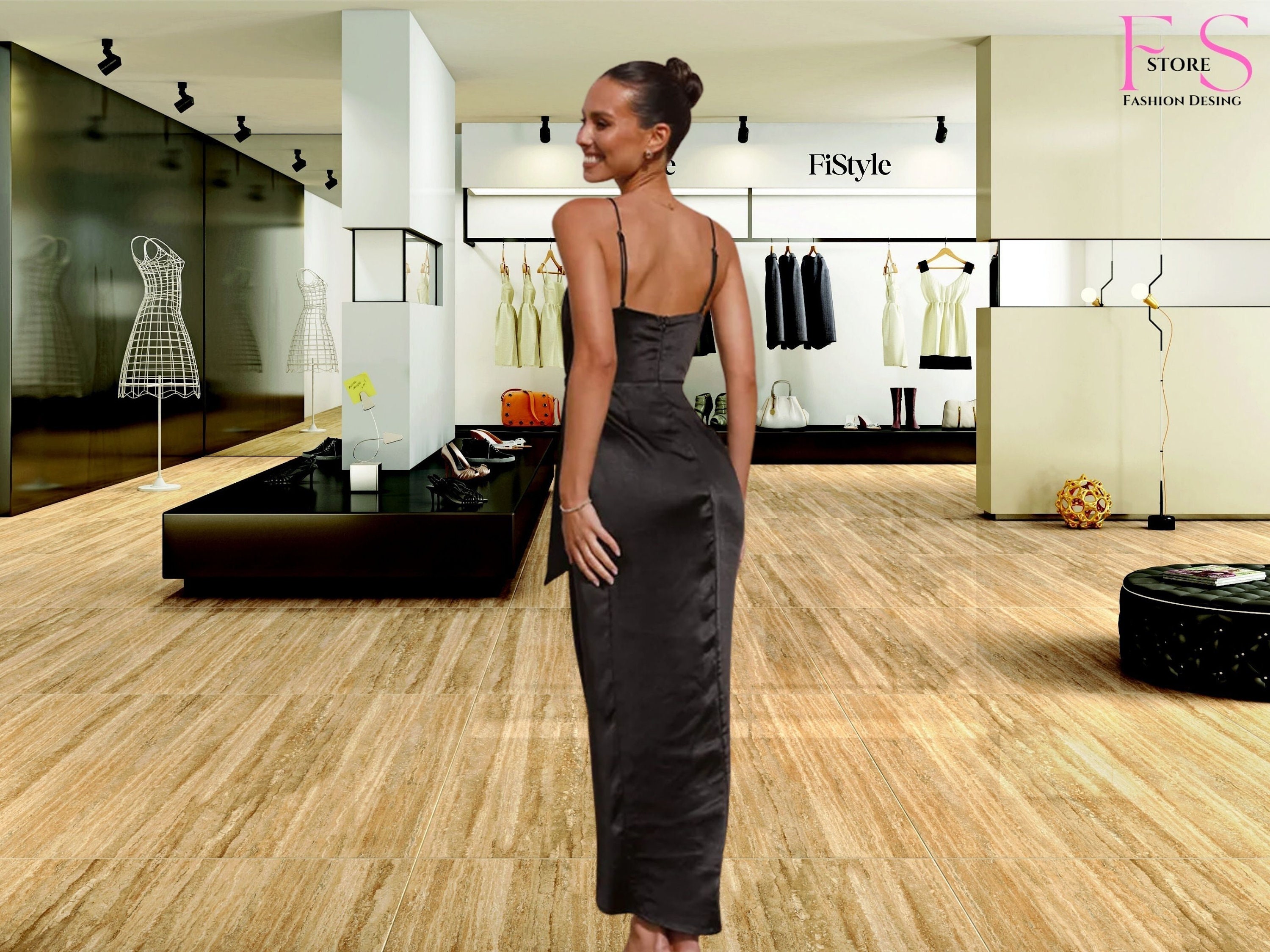 Bridesmaid Satin Dress With Suspender Knot Chic Evening Gown ...