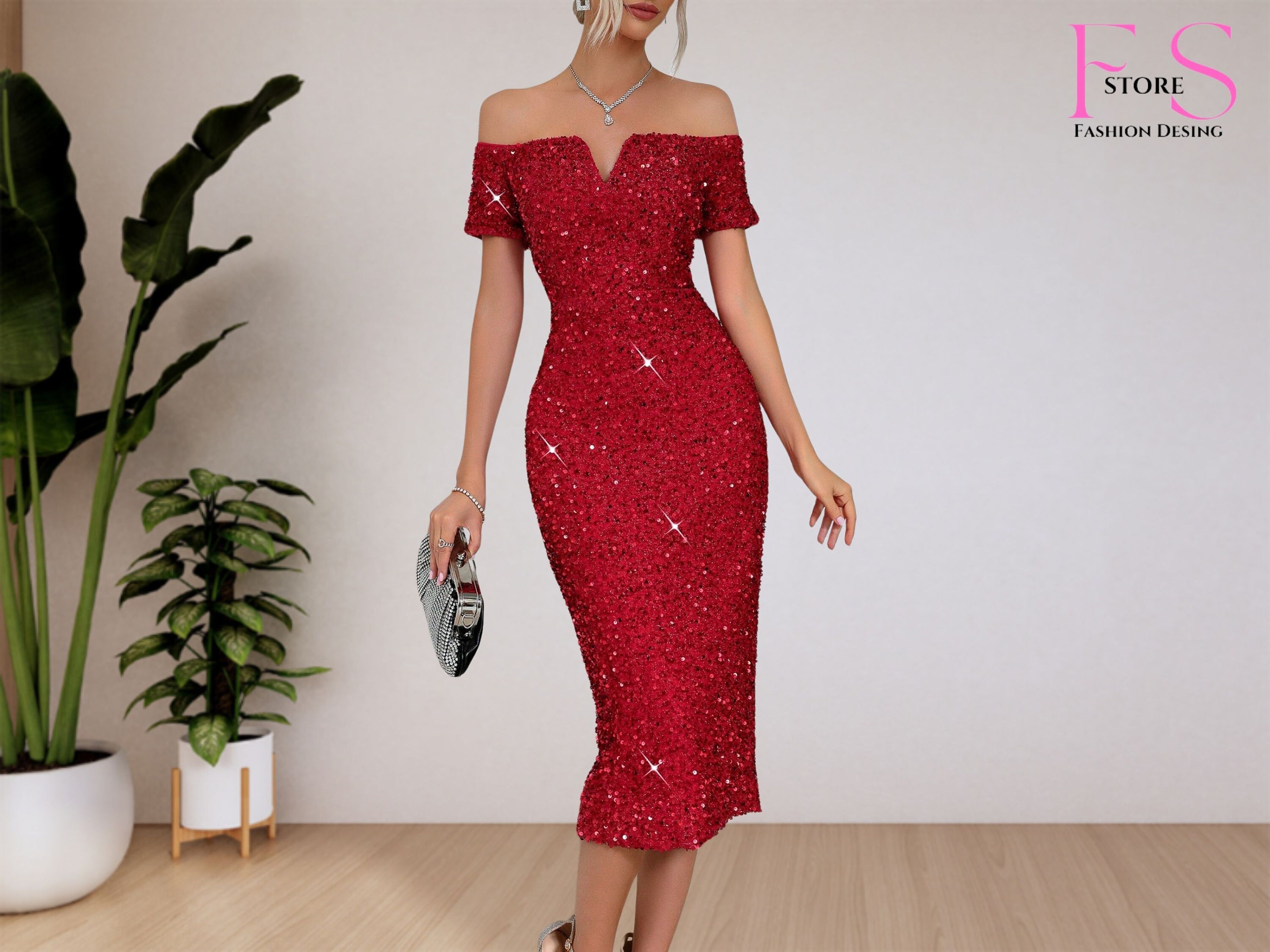 Glamorous off Shoulder Sequin Dress, Formal Cocktail Dress, Sparkly ...
