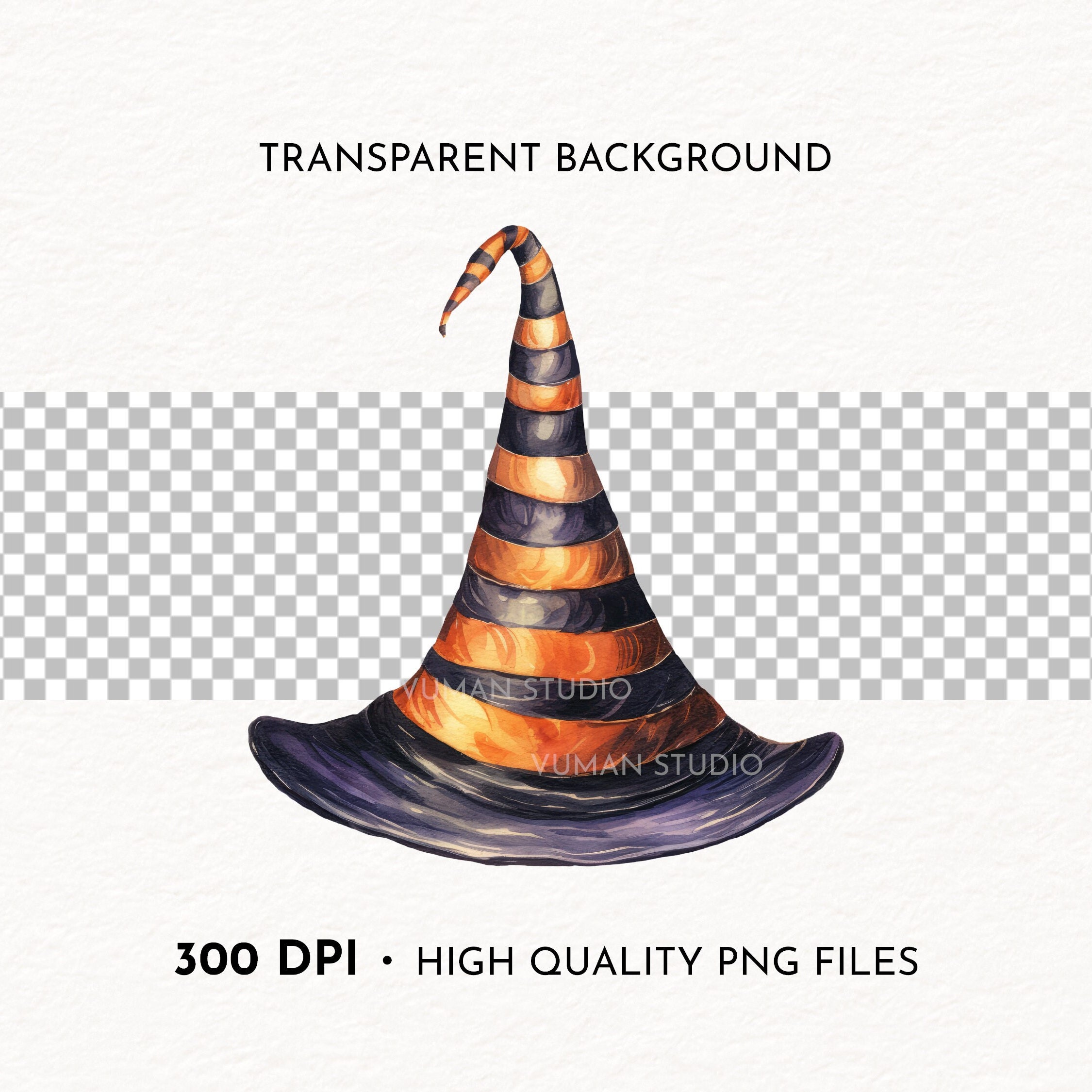 Halloween Witch Hat Watercolor Clipart Set Witch Hat PNG Halloween ...