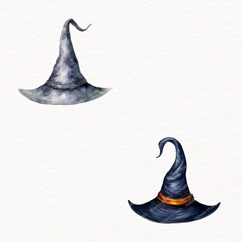 Halloween Witch Hat Watercolor Clipart Set Witch Hat PNG Halloween ...