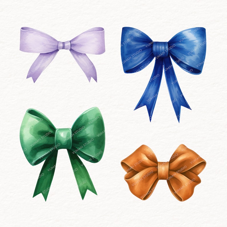 Bow | Watercolor Clipart Set | Bow PNG | Decorative Illustation | Free ...