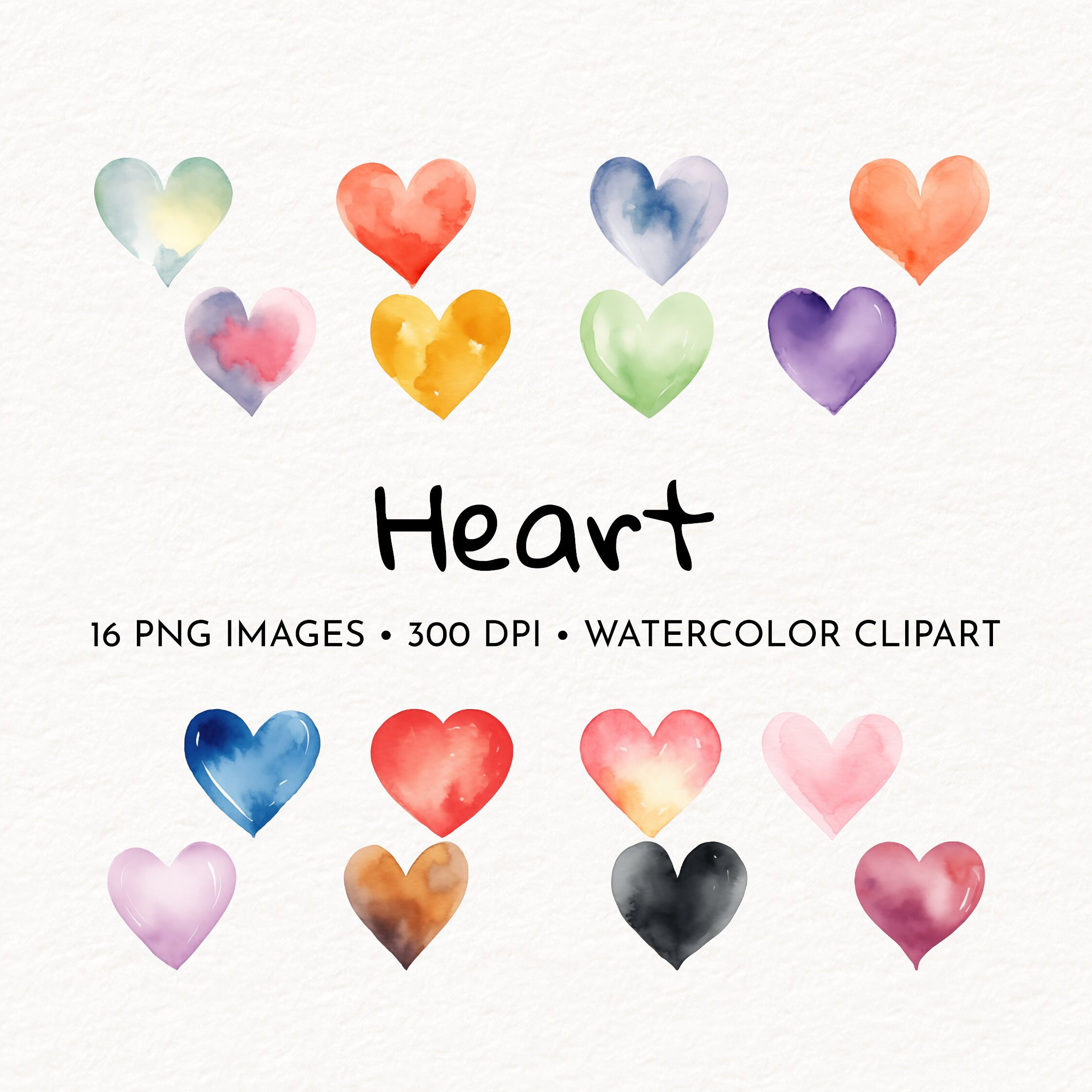 Heart Watercolor Clipart Set valentine PNG Love Illustation Free ...