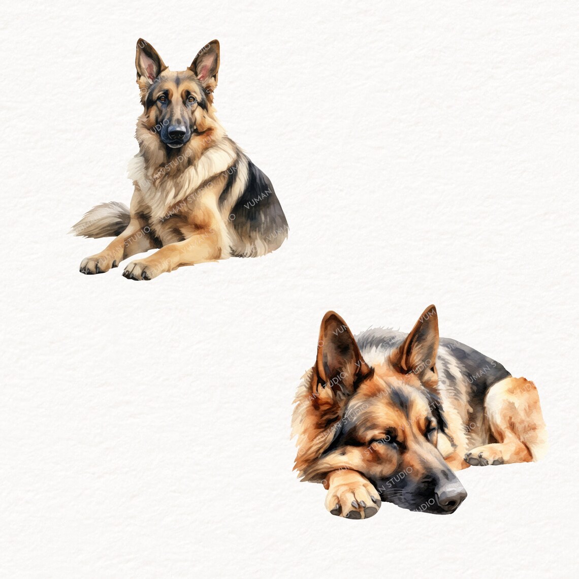 German Shepherd Dog Watercolor Clipart Set Dog PNG Animal Illustation ...