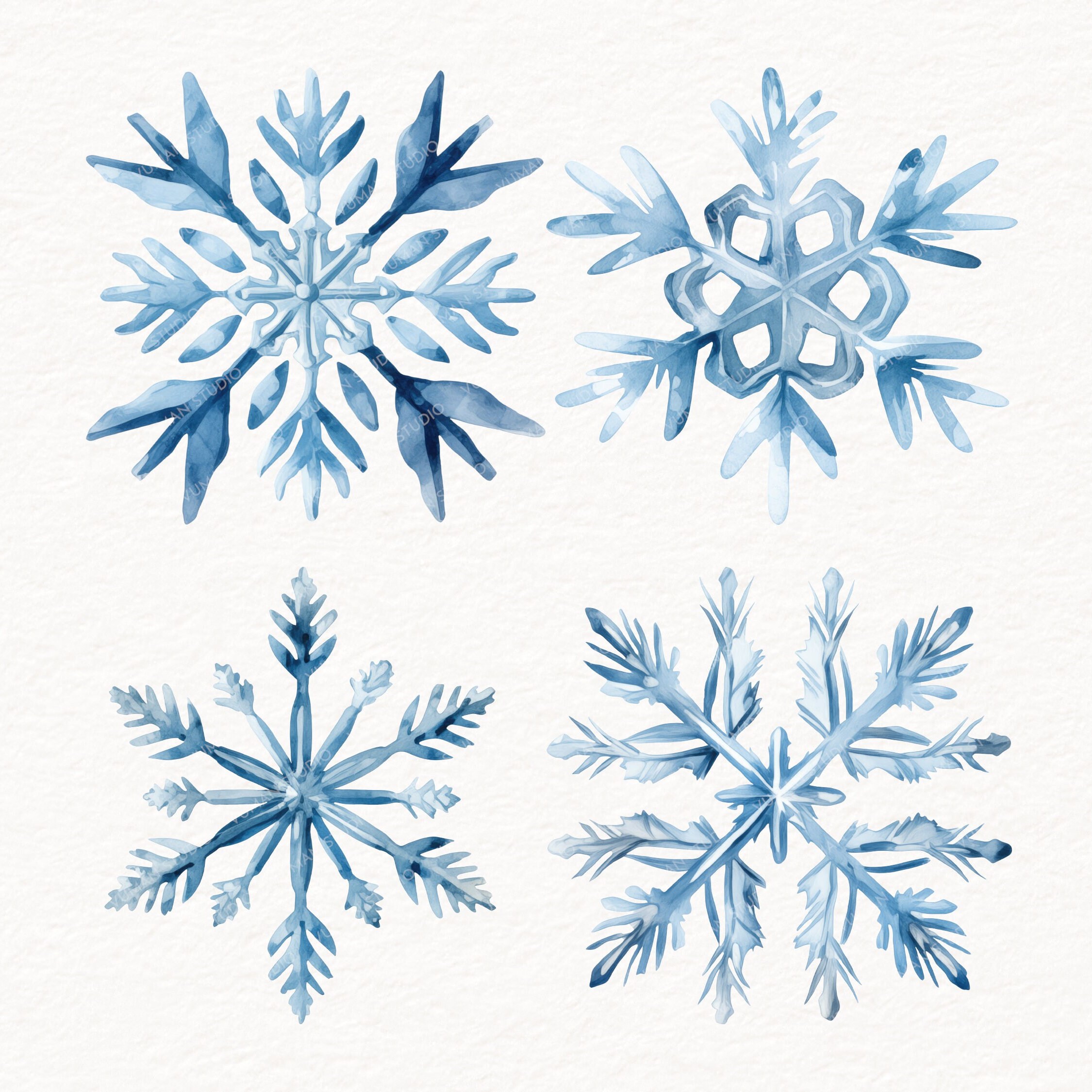 Snowflake | Watercolor Clipart Set | Decorative PNG |winter Illustation ...