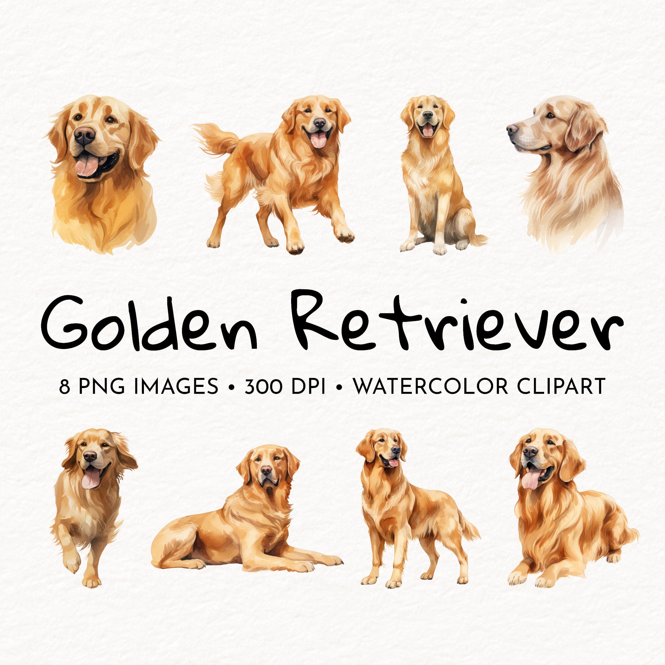 Golden Retriever Dog | Watercolor Clipart Set | Dog PNG | Animal ...