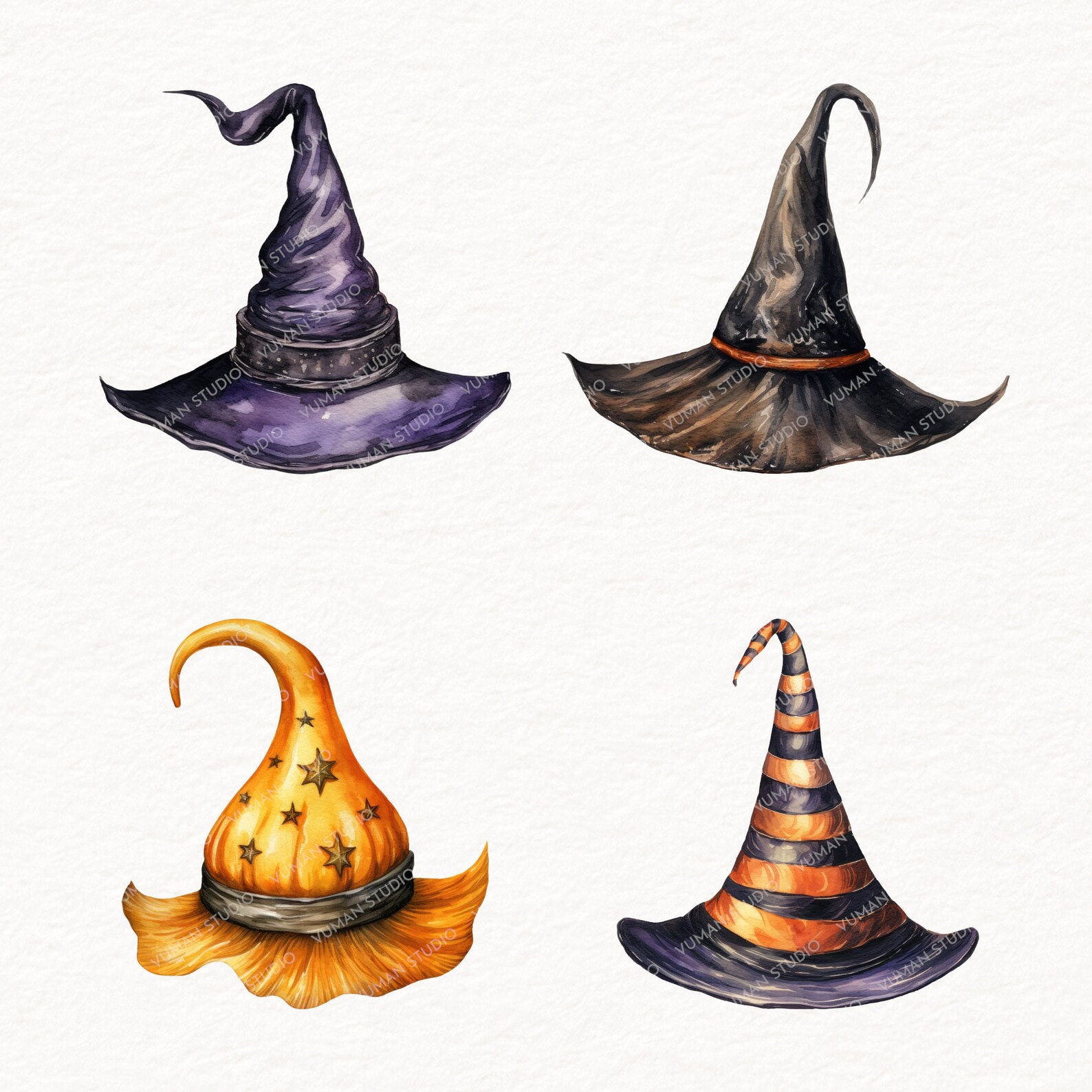 Halloween Witch Hat | Watercolor Clipart Set | Witch Hat PNG ...