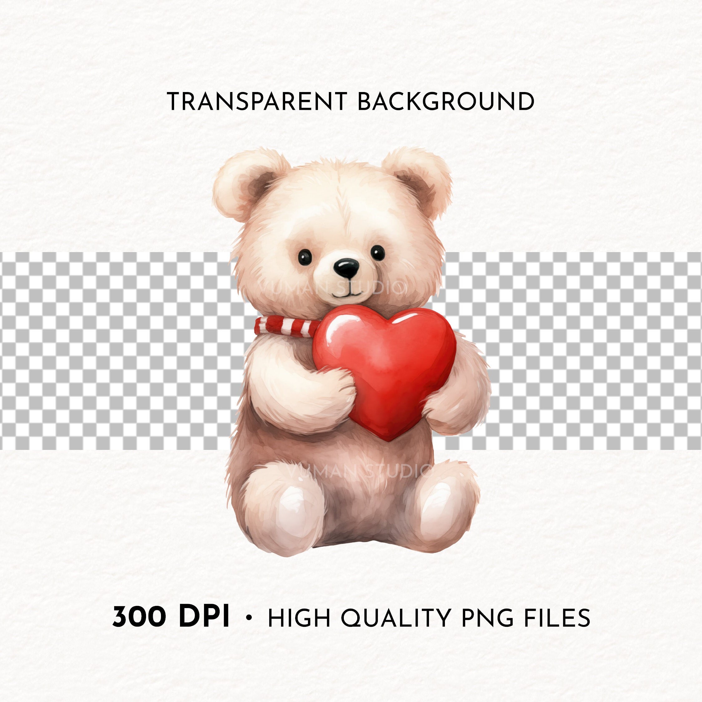 Valentines Bear | Watercolor Clipart Set | Valentine PNG | Cute ...