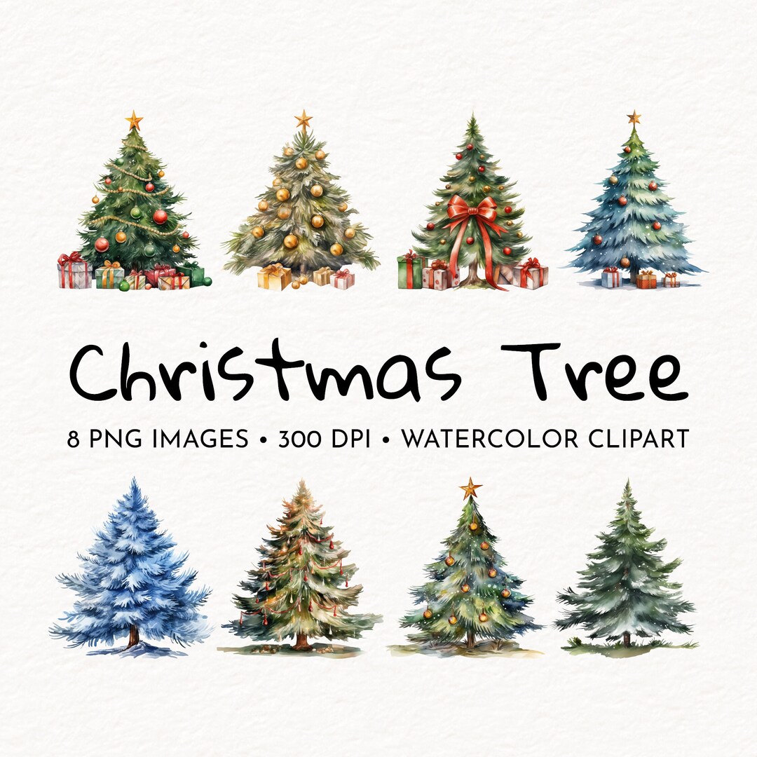 Christmas Tree | Watercolor Clipart Set | Decorative PNG |winter ...