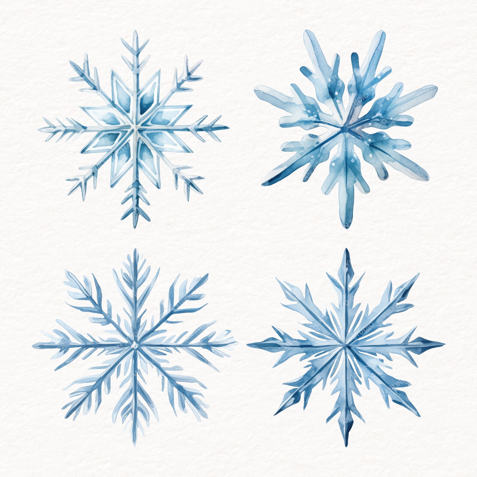 Snowflake | Watercolor Clipart Set | Decorative PNG |winter Illustation ...