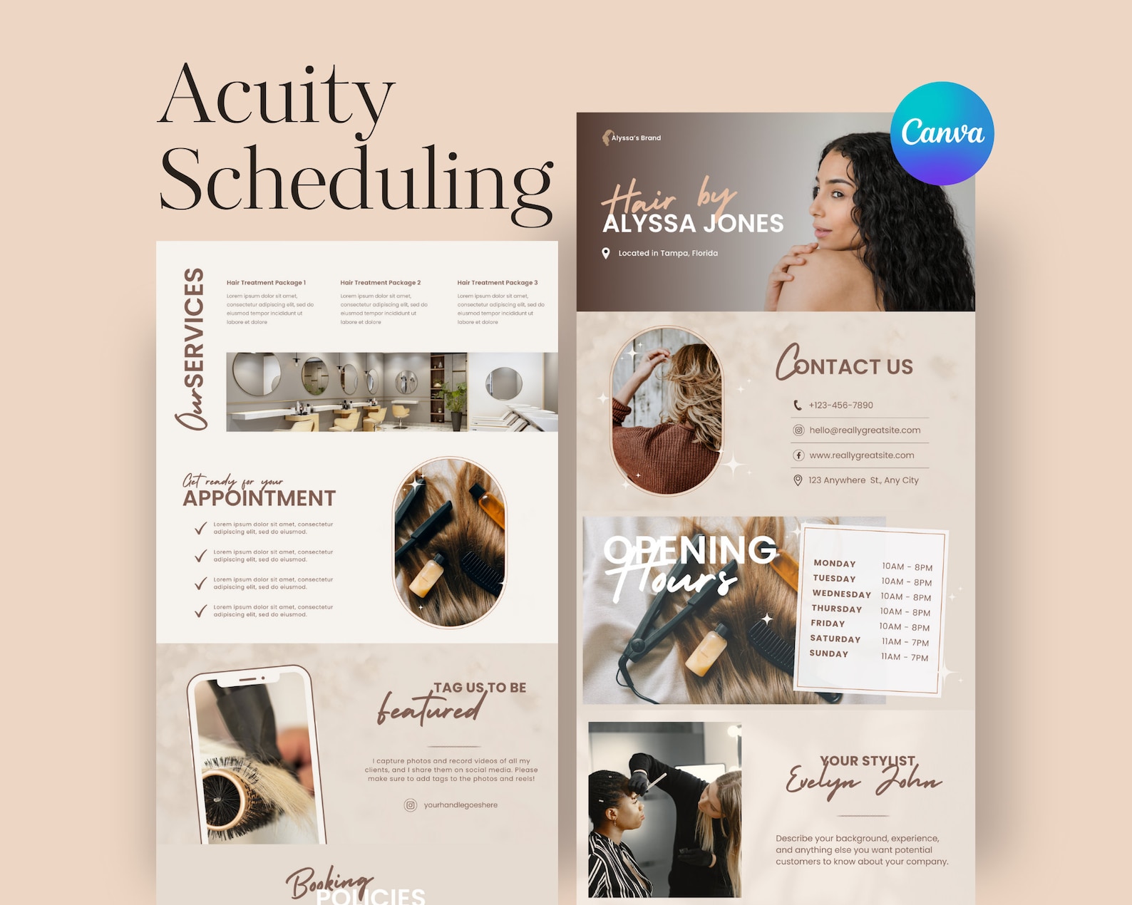10 Editable Acuity Template, Acuity Scheduling Template, Hair Stylist ...