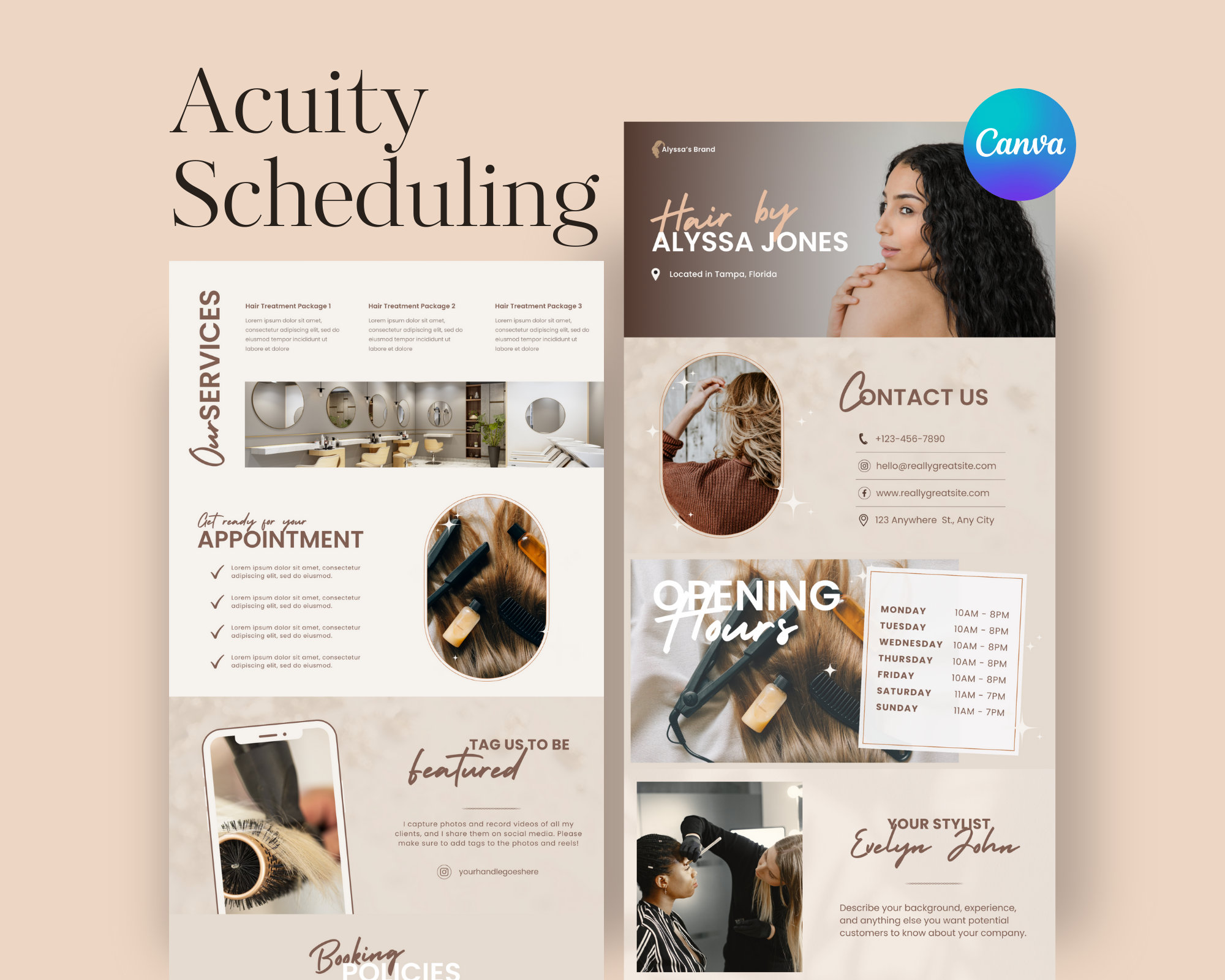 10 Editable Acuity Template, Acuity Scheduling Template, Hair Stylist ...