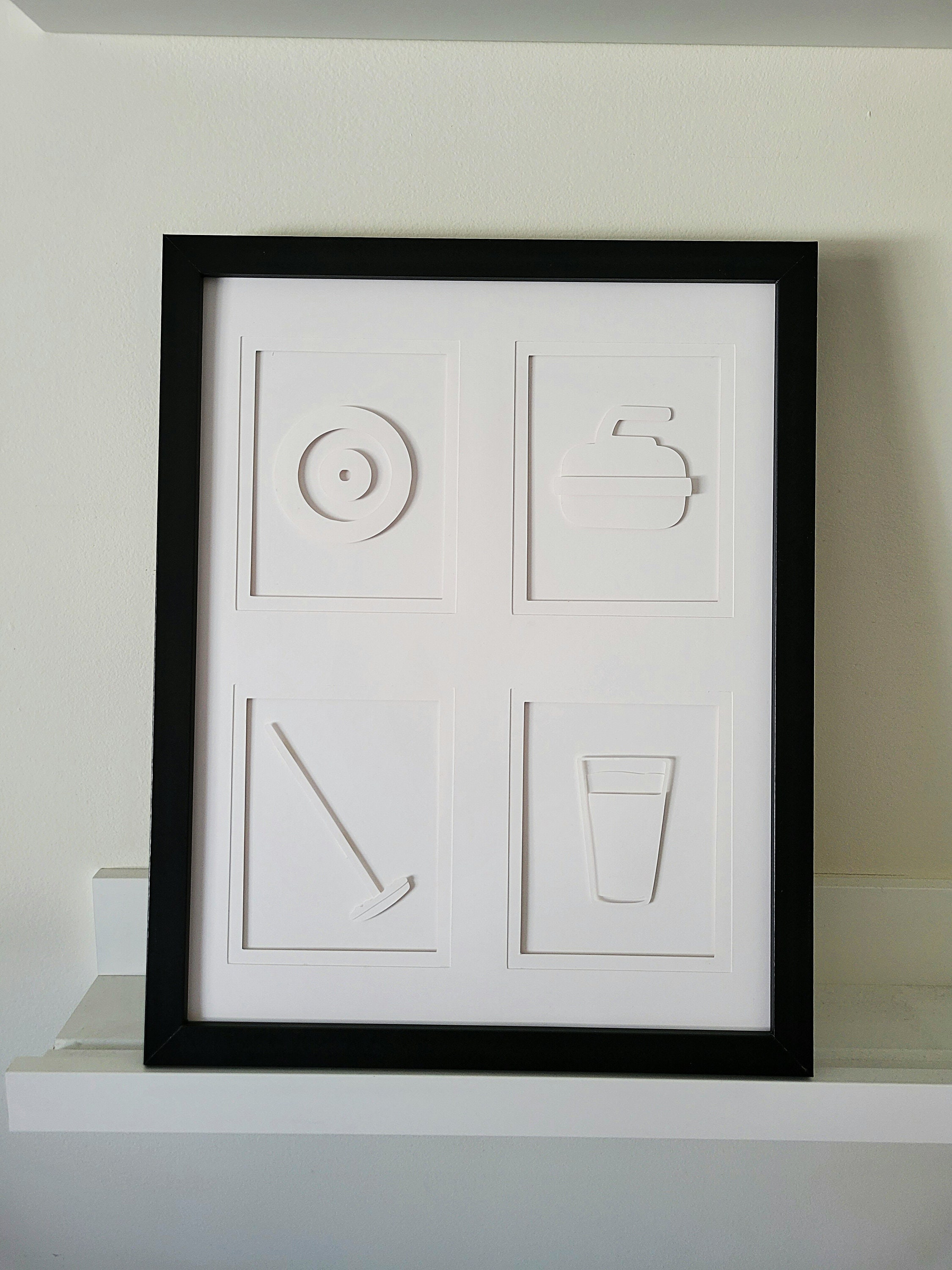 3D Curling Art Monochromatic Curling Lover Gift Skip Gift Minimalist ...