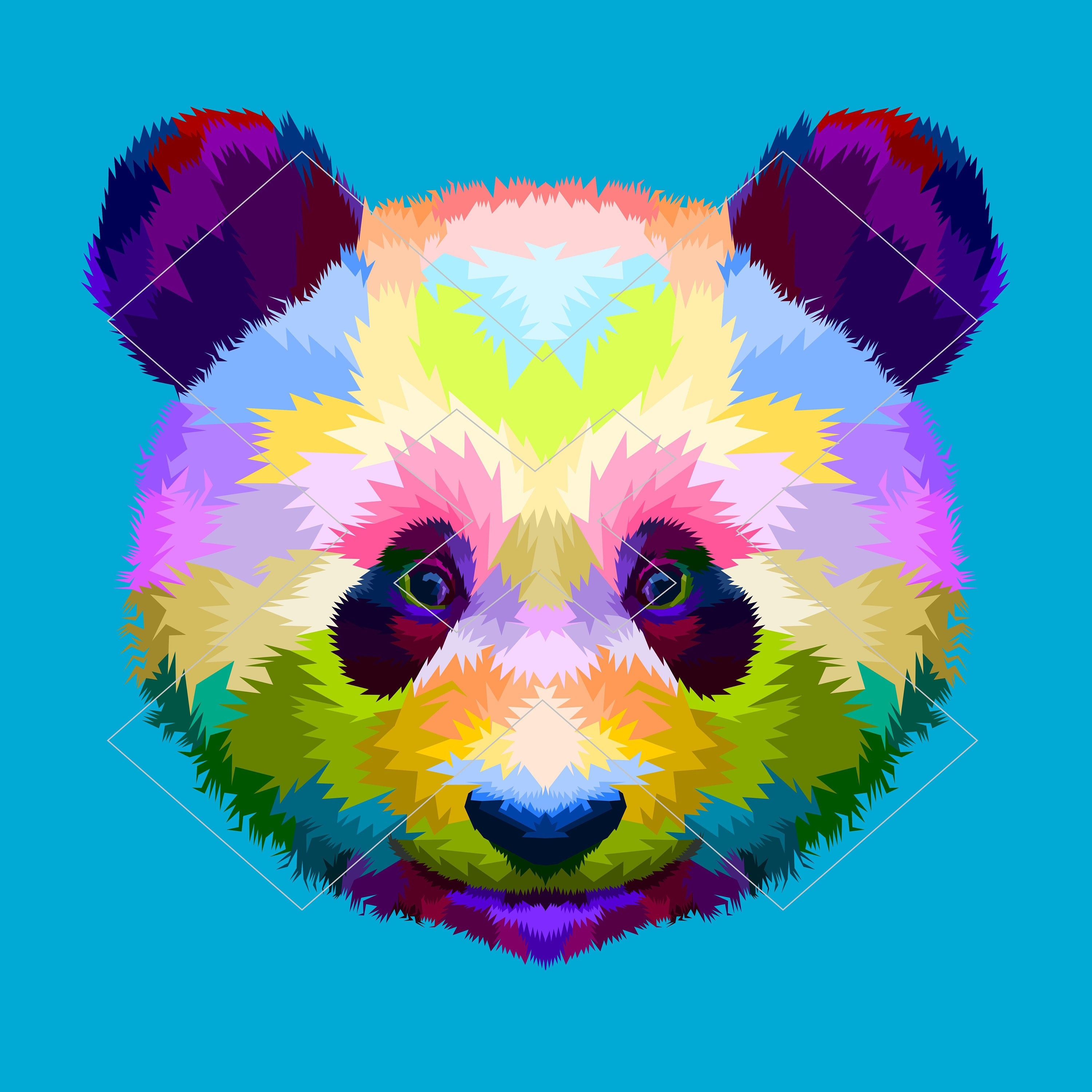 Panda Head Digital Download Printable Multicolor Panda Panda - Etsy