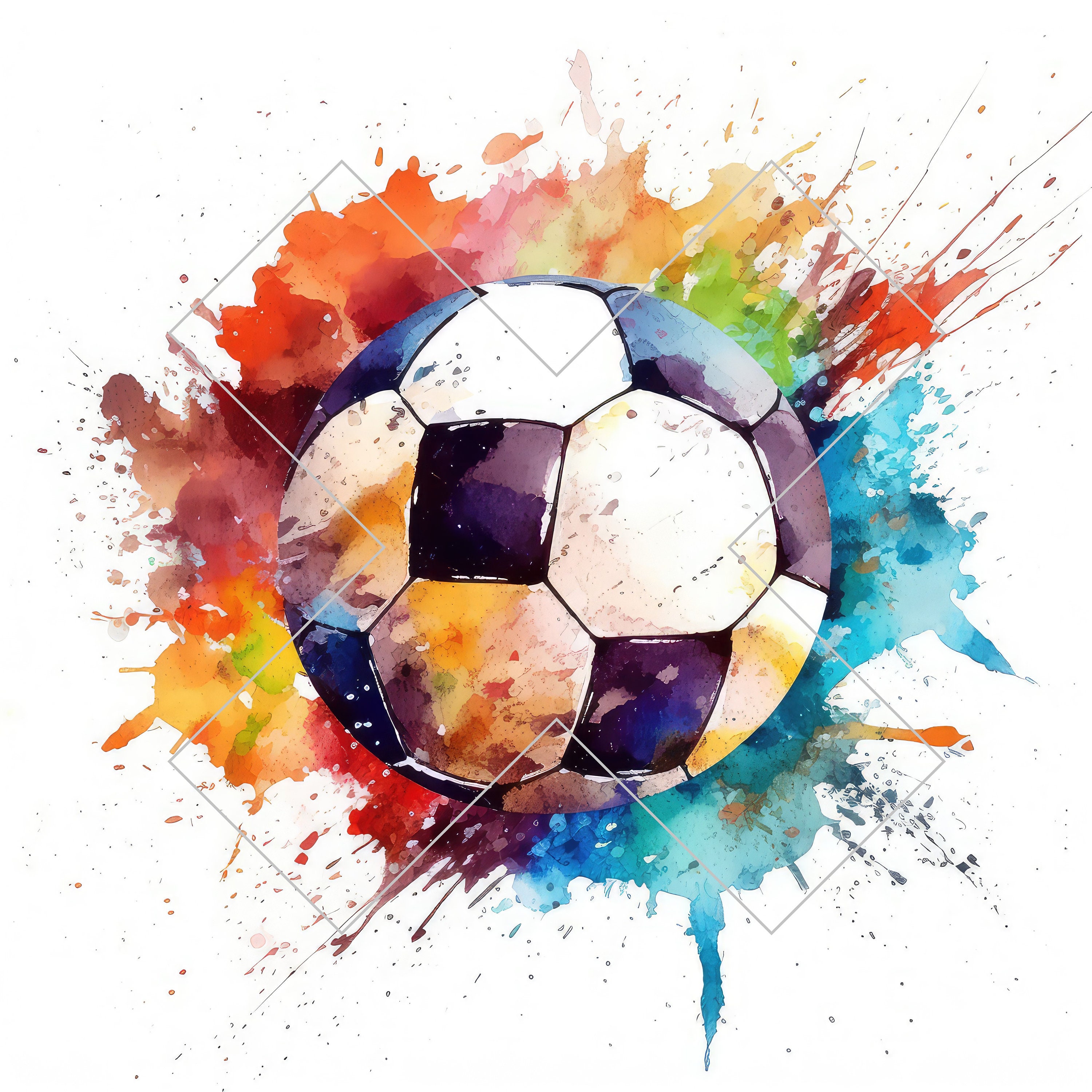Digital Soccer Ball Drawing From Watercolor Splashes, Soccer Ball ...