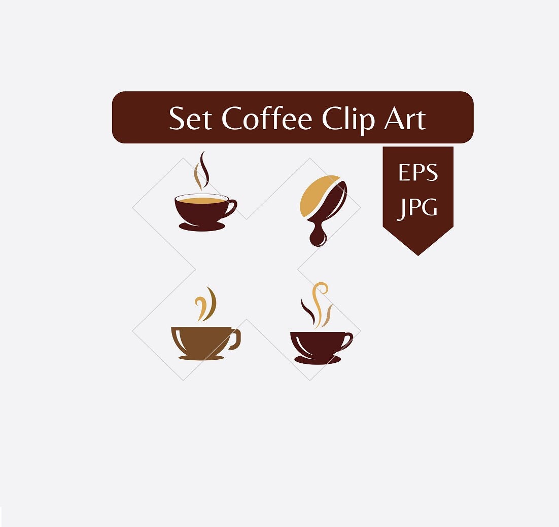 Coffee Clipart Set Coffee Cup Outline Coffee Bean Coffee - Etsy