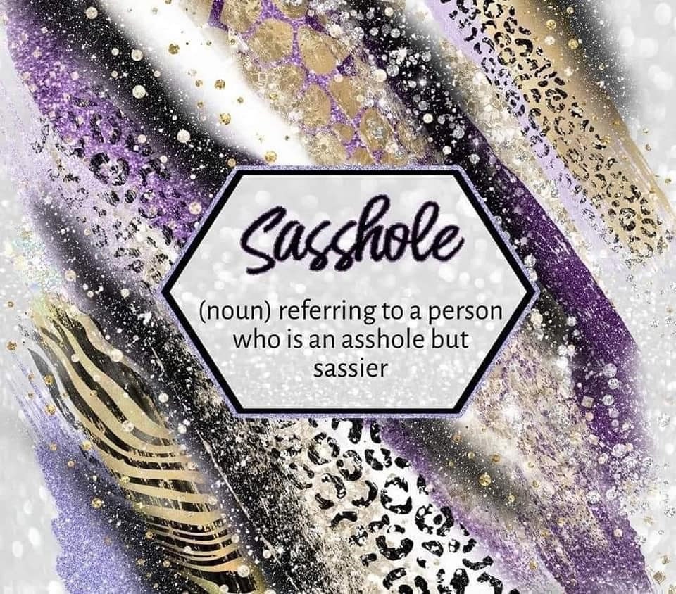Sasshole Definition Sassy Asshole Tumbler Mug Cup Purple Glittery ...